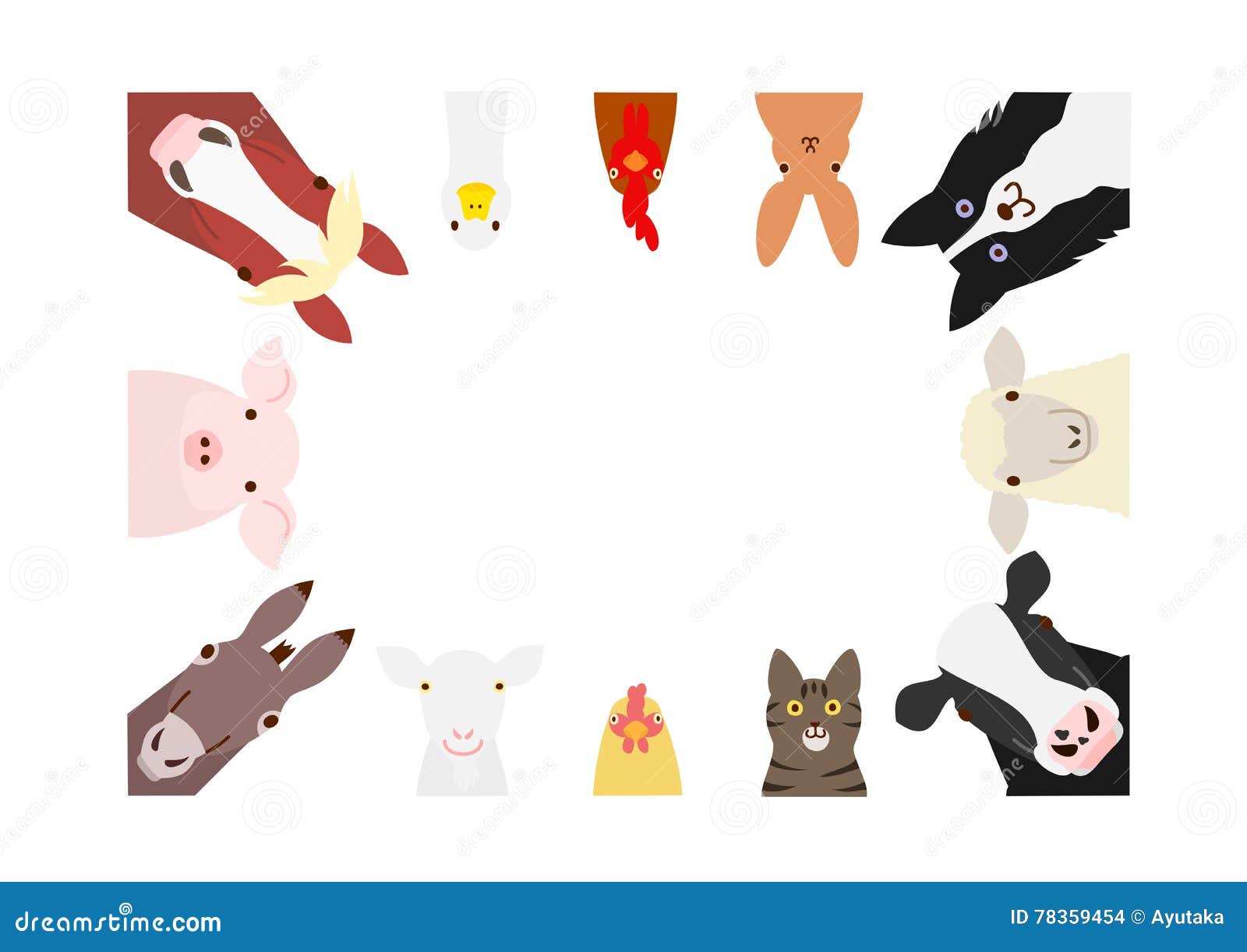 Farm Animals Rectangle Frame Stock Vector - Illustration of design ...