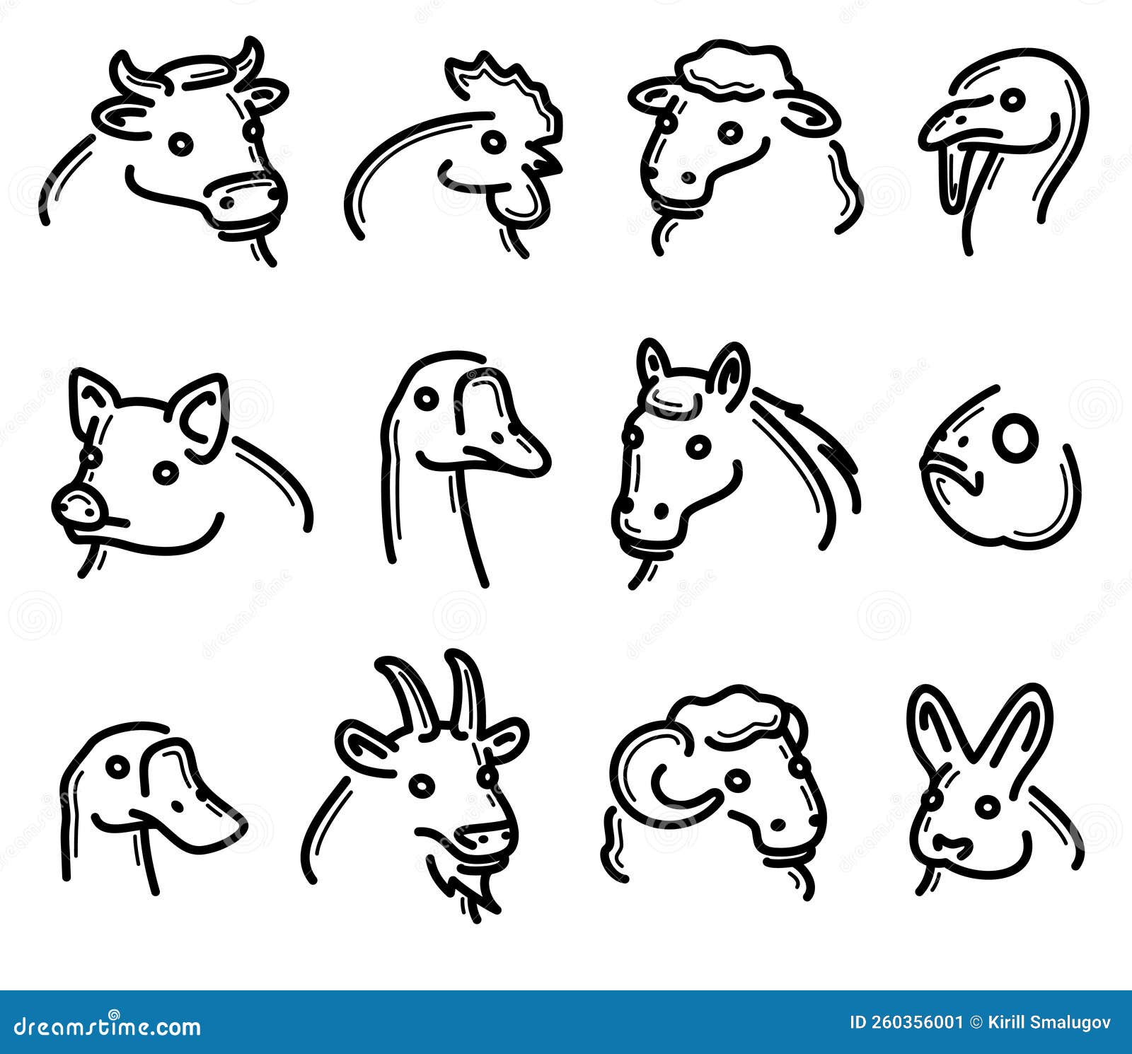 Farm Animals Set. Collection Icon Farm Animals Stock Vector ...