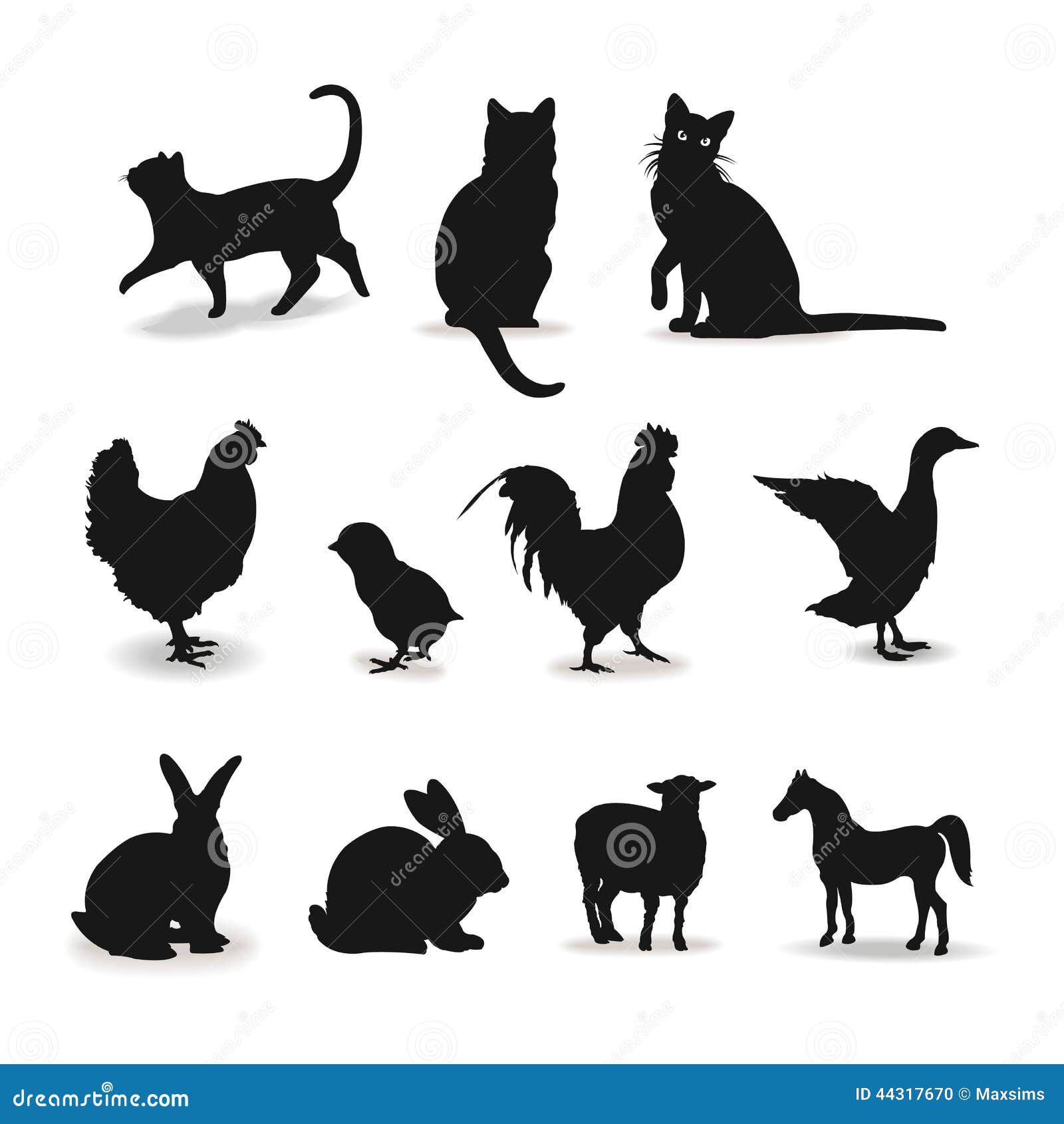 Farm Animals Set of Contour Sign Stock Vector - Illustration of mutton ...