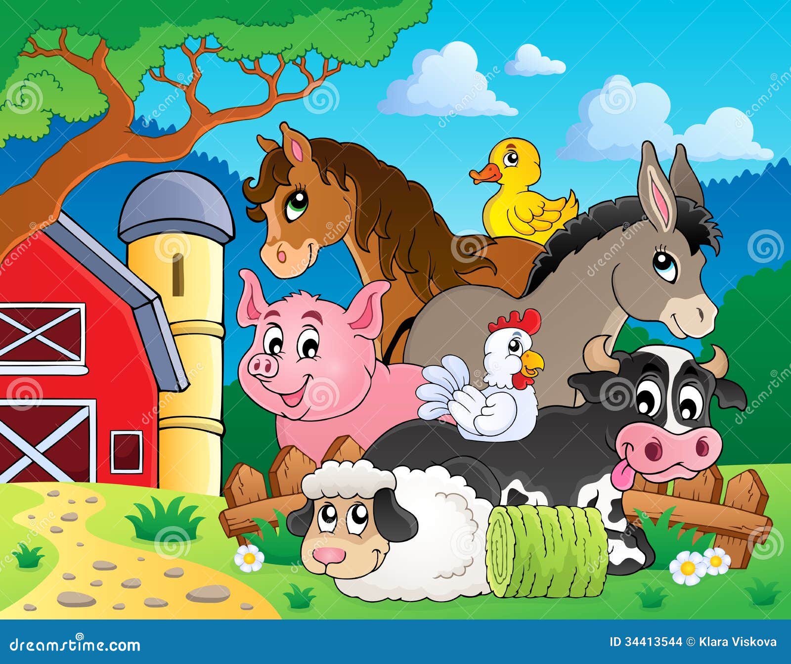 Farm animals topic image 3 stock vector. Illustration of footpath ...