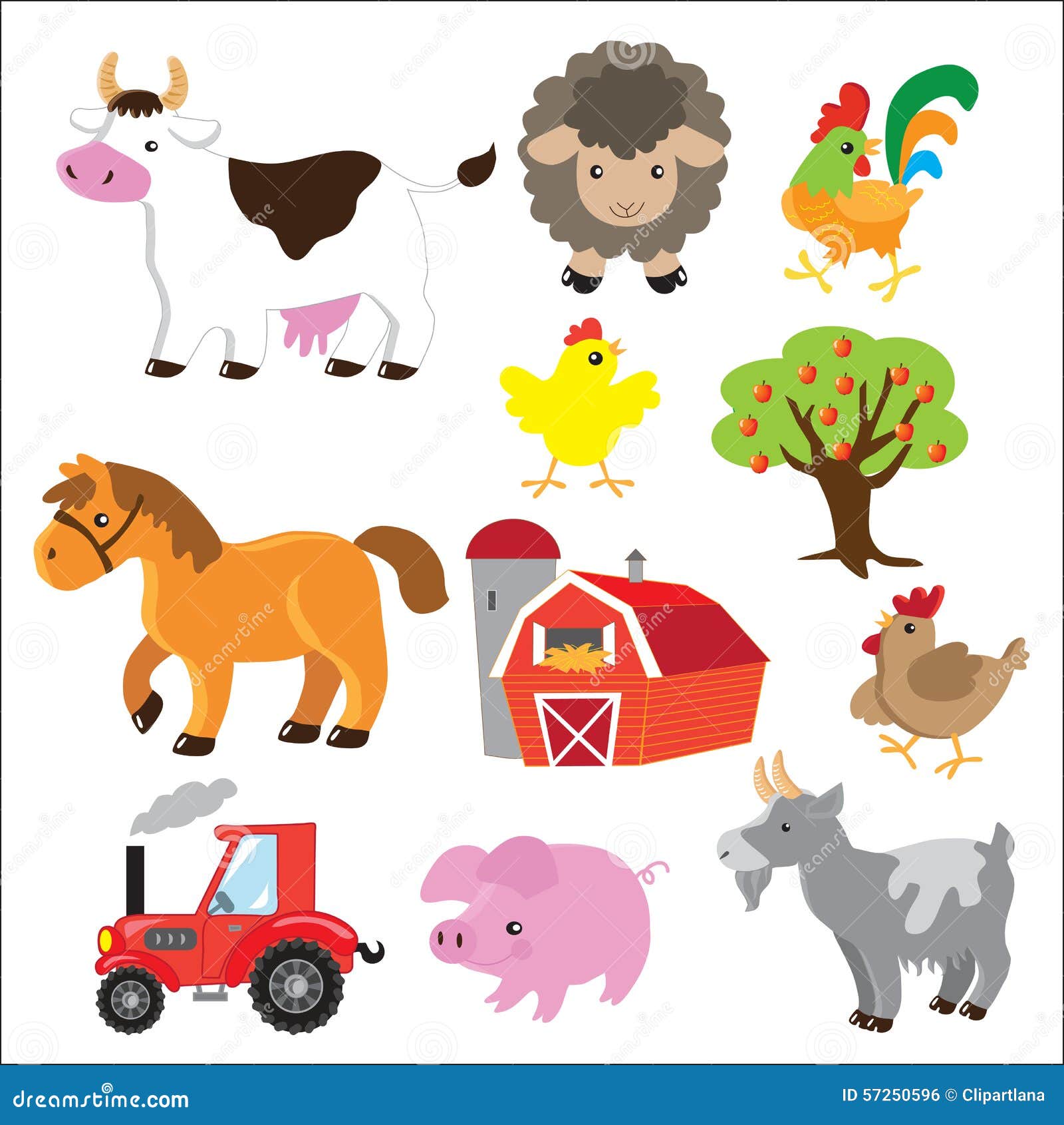 Farm Animals Vector Illustration Stock Vector - Illustration of animals ...
