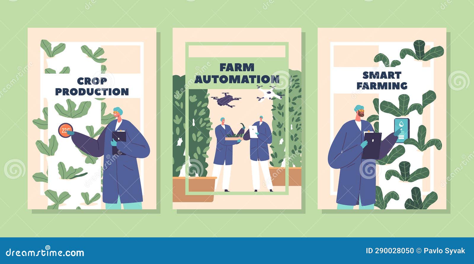 Farm Automation And Smart Crop Production Banners With Characters Use ... Farm Automation And Smart Crop Production Banners With Characters Use ...
