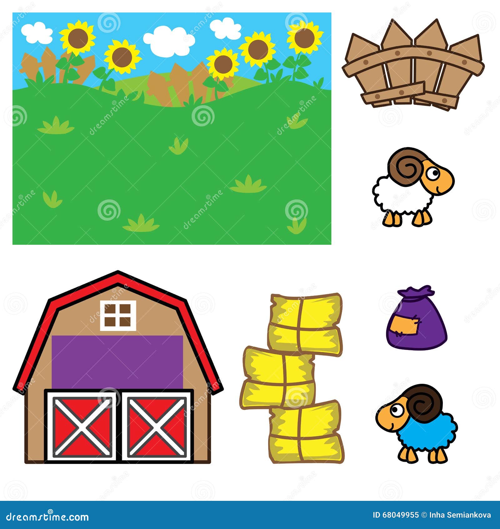 Farm Background for Animation Stock Vector - Illustration of cute ...