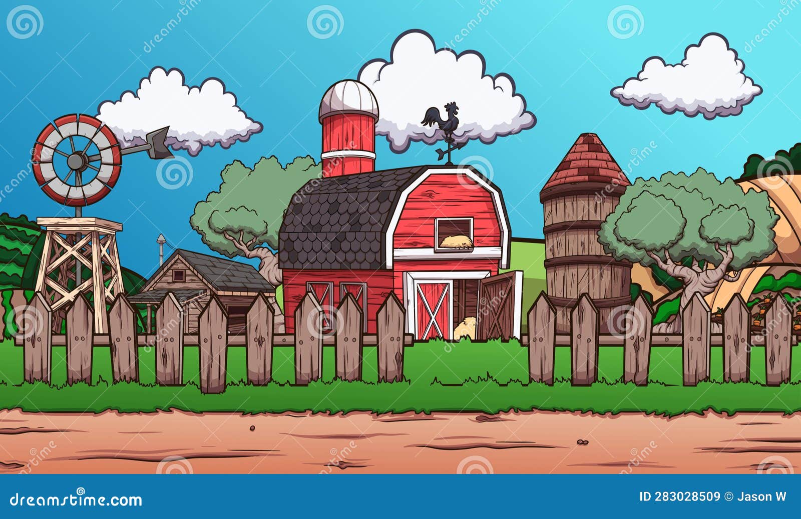 Farm Background. Vector Illustration with Simple Gradients. Stock ...
