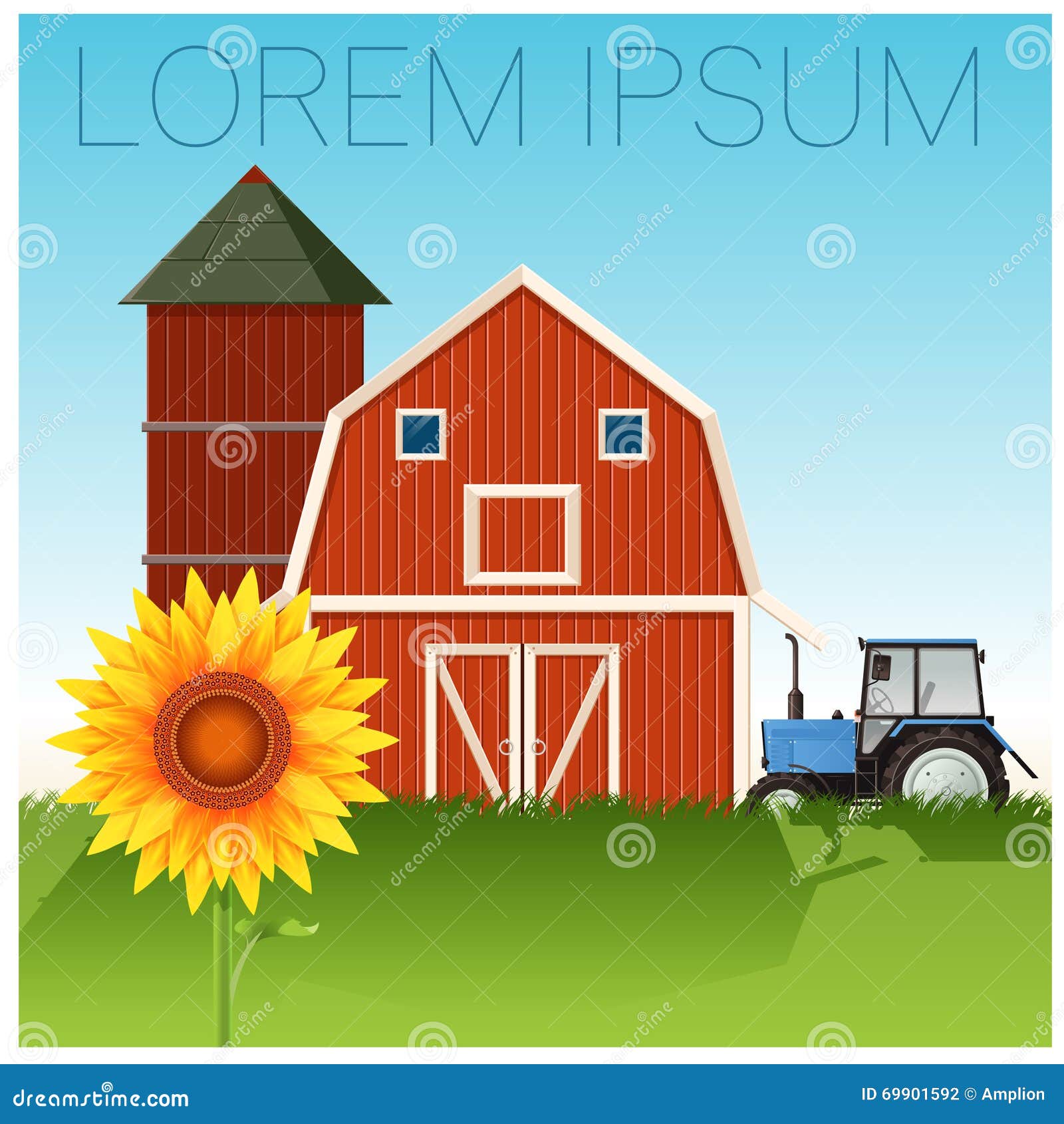 Farm banner with sunflower stock vector. Illustration of pasture - 69901592