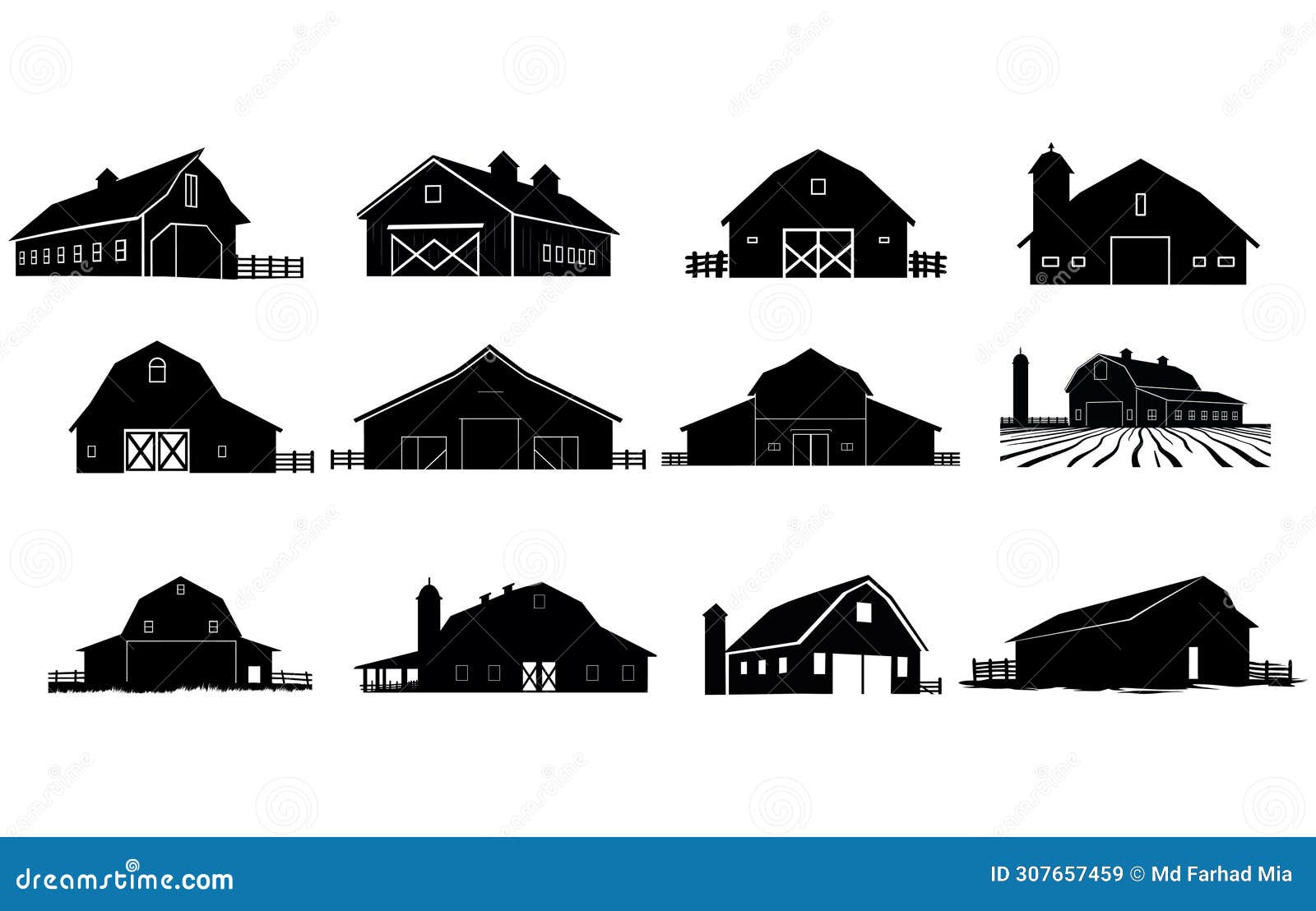 Farm Barn Black Filled Solid Icon Vector, Barn & Farm Building Vector ...