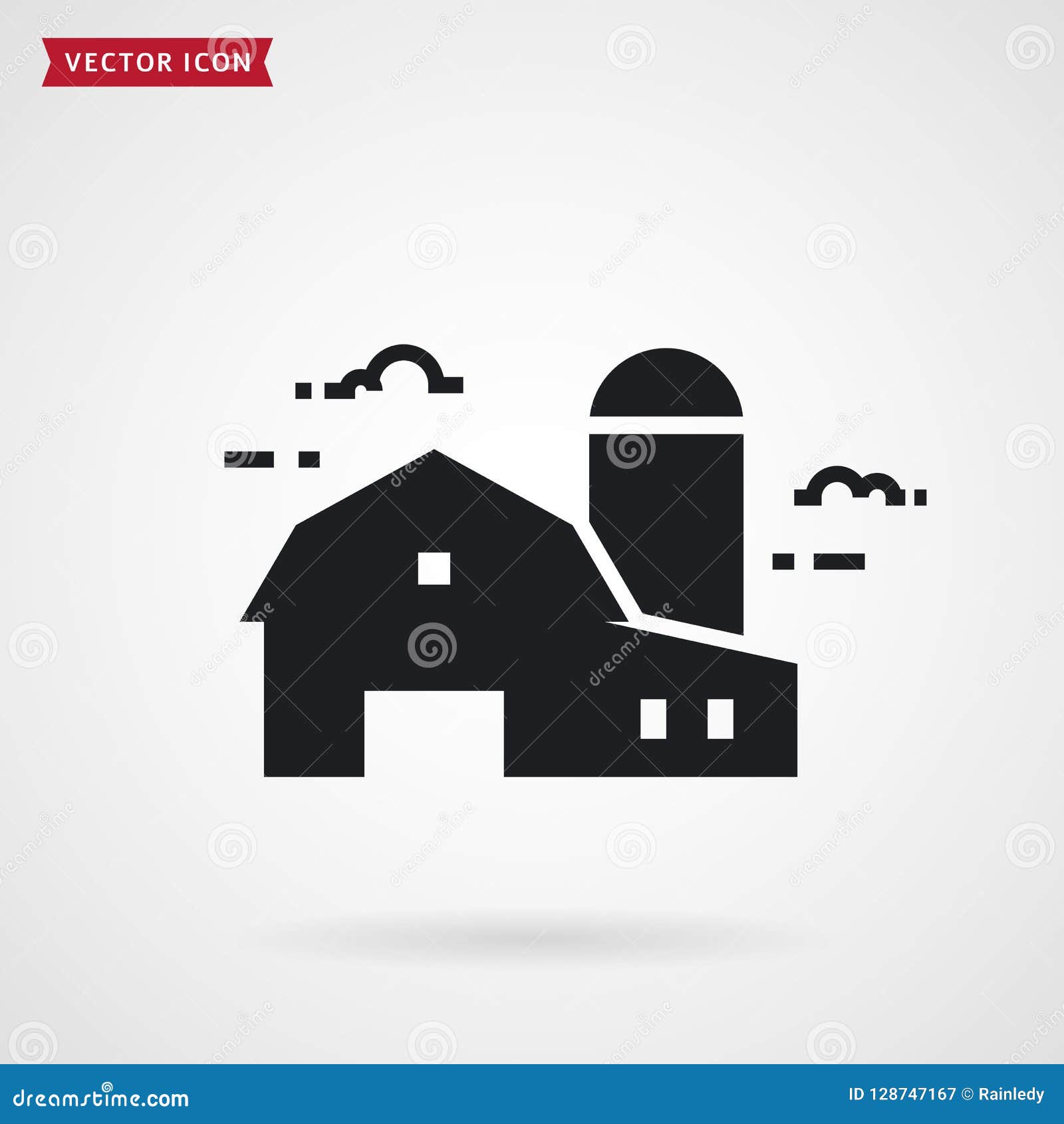 Farm Barn and Silo. Farmhouse Vector Icon. Stock Vector - Illustration ...