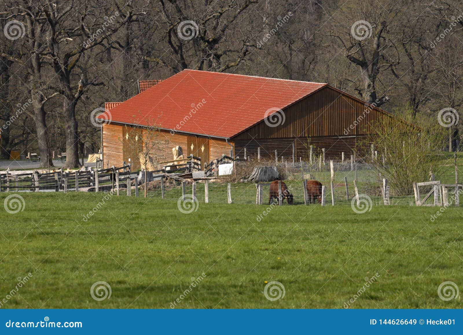 Farm with barn and stable stock image. Image of green - 144626649