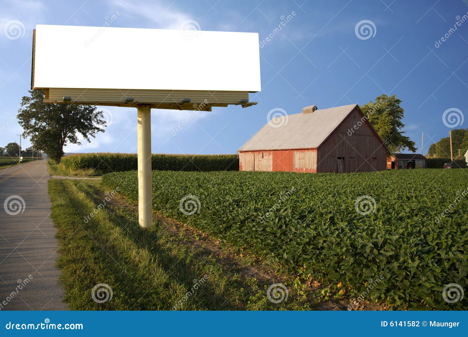 Farm with Barn and White Billboard Stock Photo - Image of customizable ...