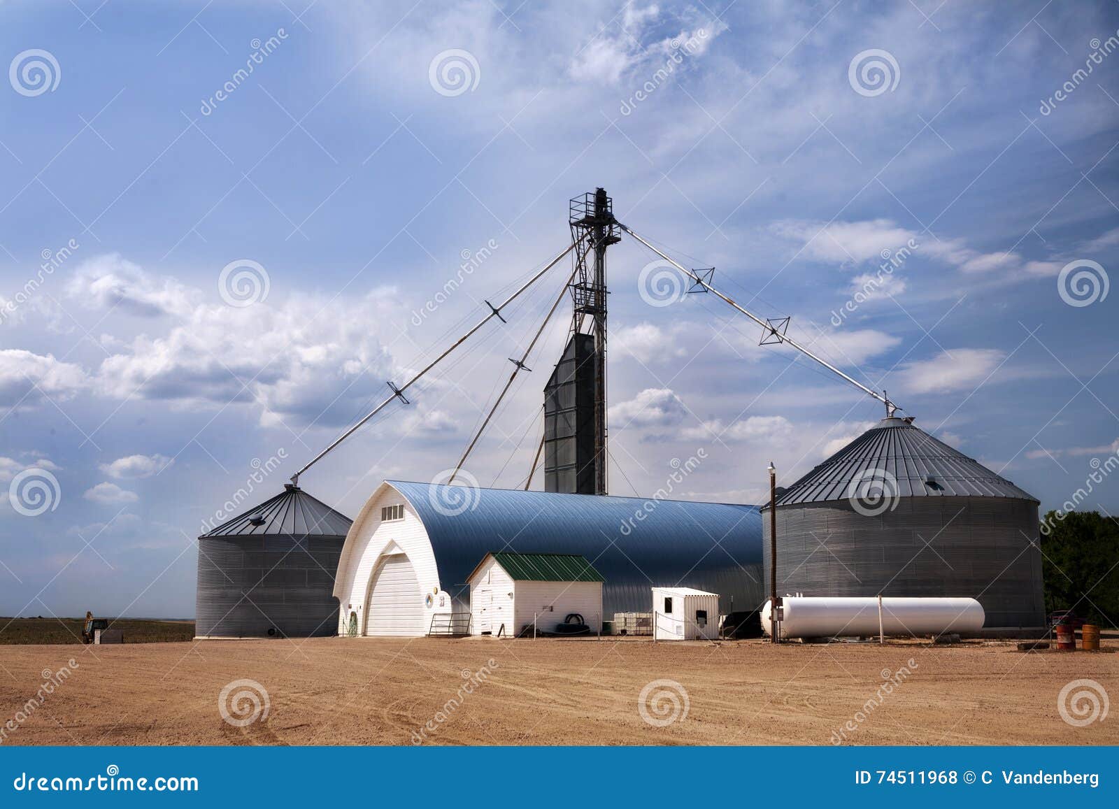 Farm with Blue Sky Background Stock Photo - Image of food, production ...