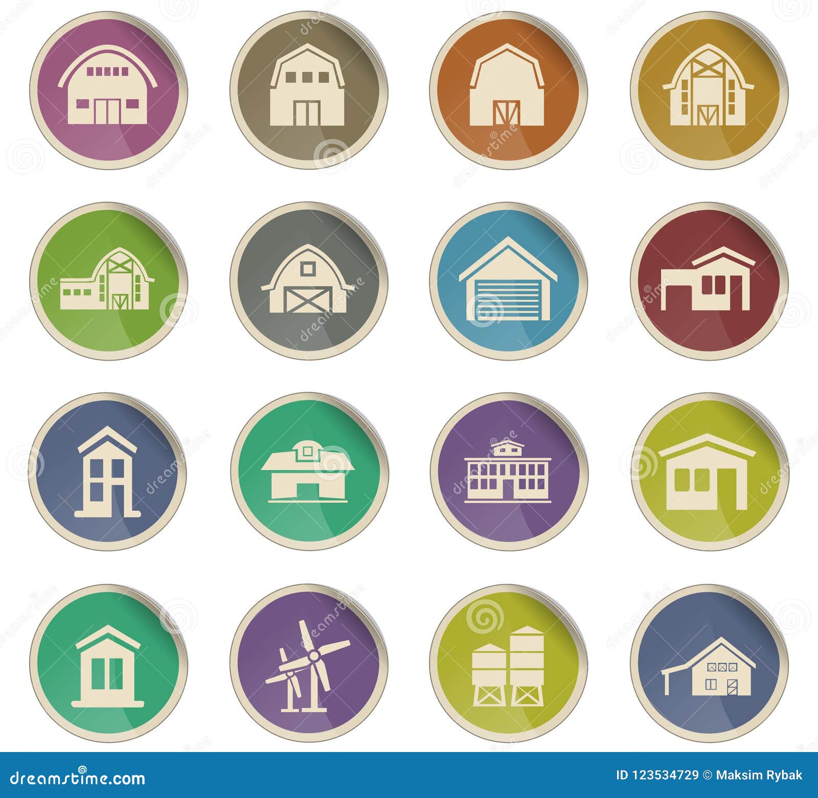 Farm building icon set stock vector. Illustration of icon - 123534729