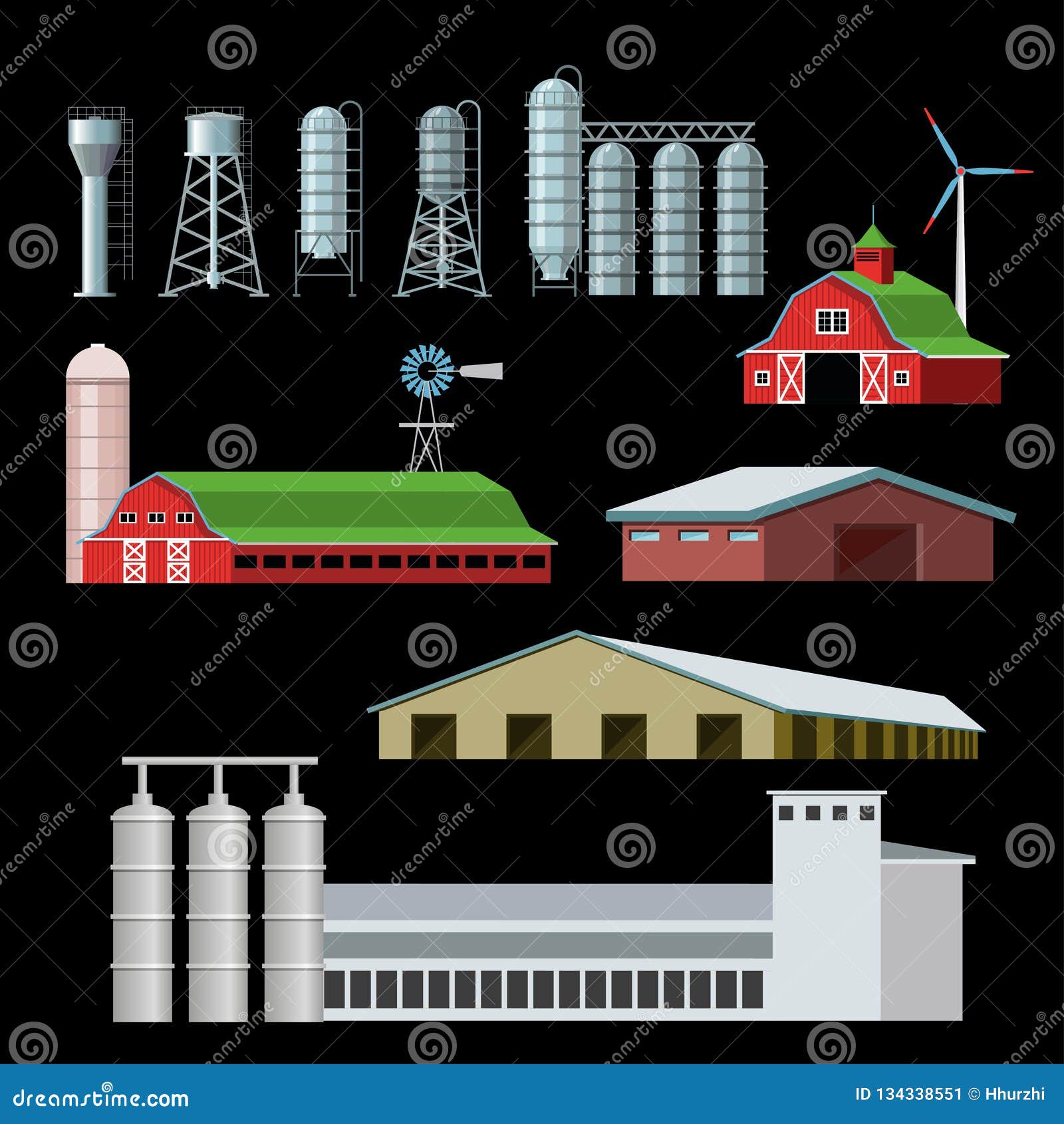 Farm Buildings and Constructions Stock Vector - Illustration of ...
