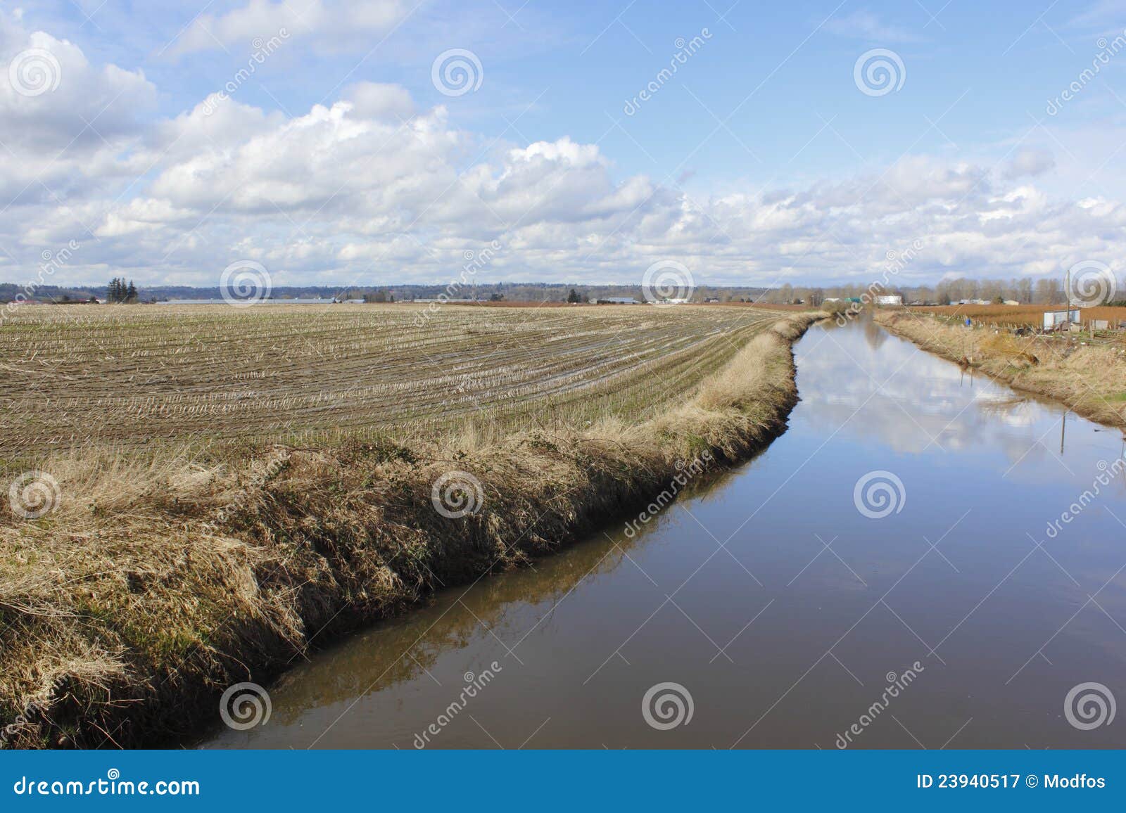 Farm and Canal stock image. Image of pasture, land, fields - 23940517