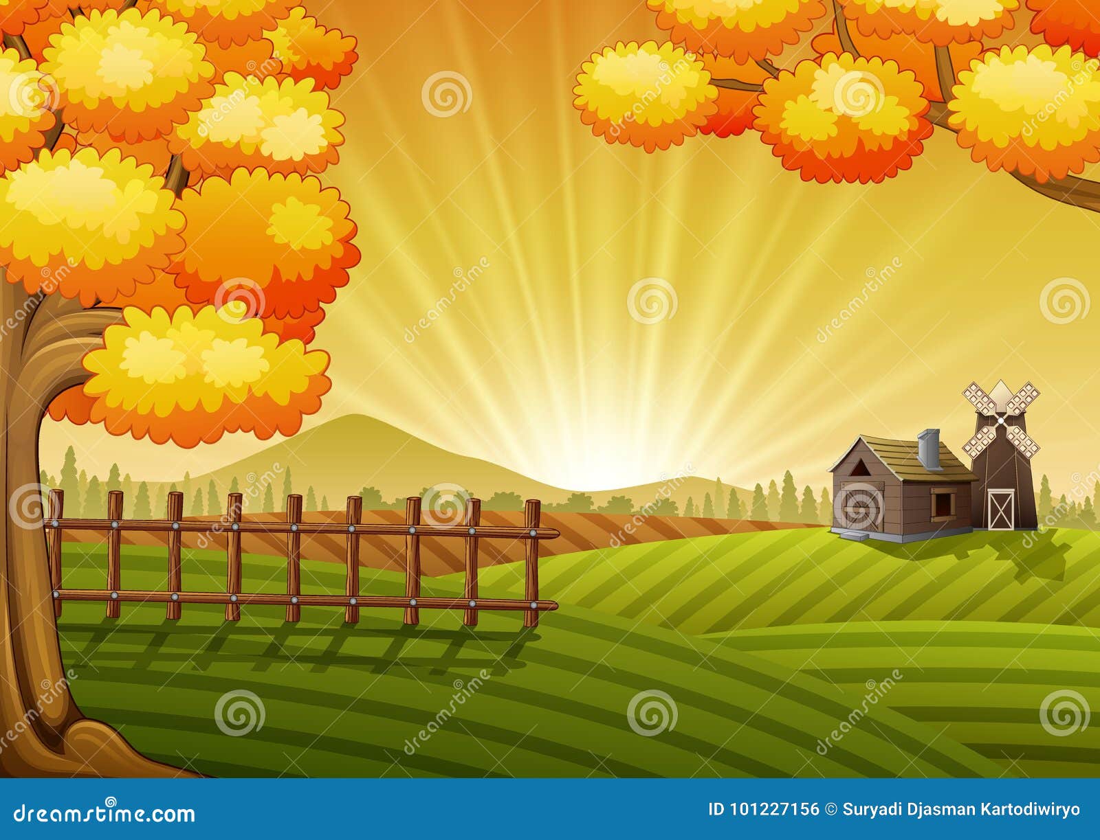 Vector Illustration Of Farm Cartoon Background Vector