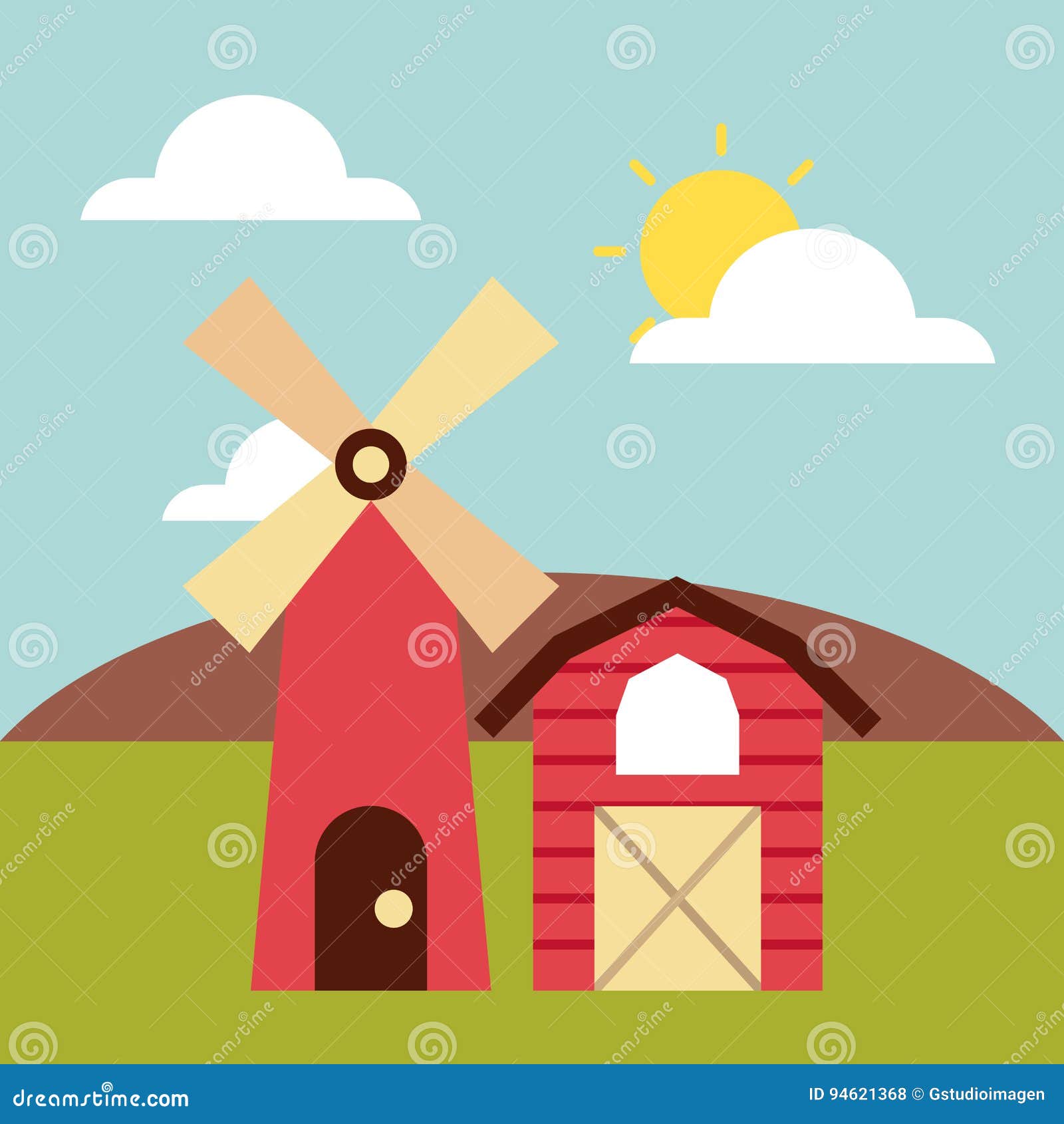 Farm Circle Background Flat Stock Vector - Illustration of environment ...