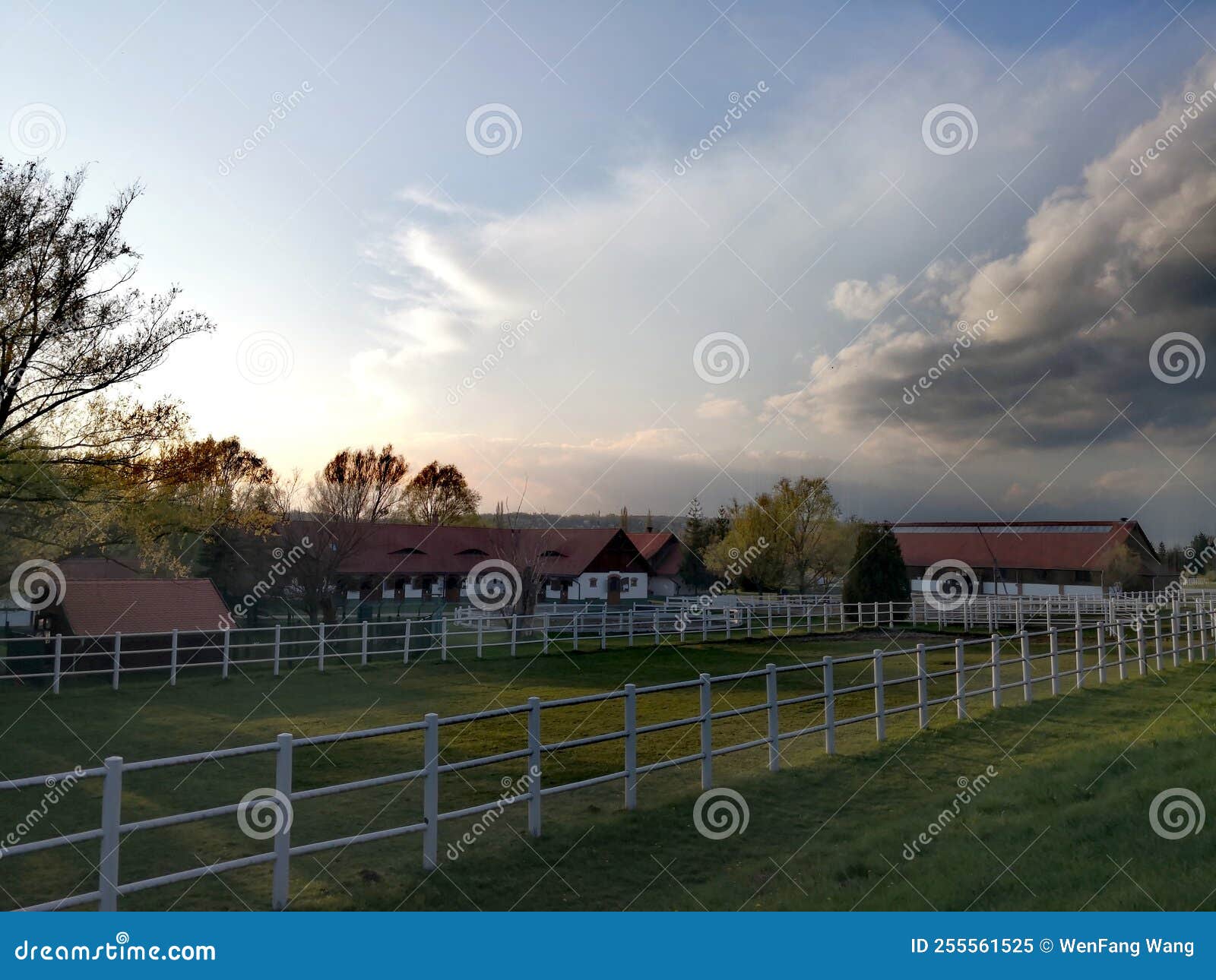 A Beautiful Farm and Clouds Stock Image - Image of evening, dusk: 255561525