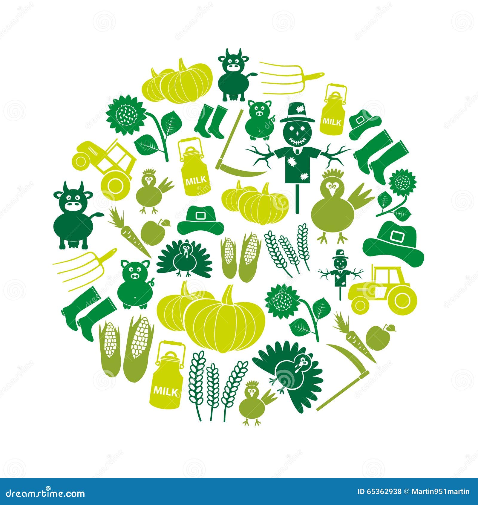 Farm Color Simple Icons Set Vector in Circle Stock Vector ...