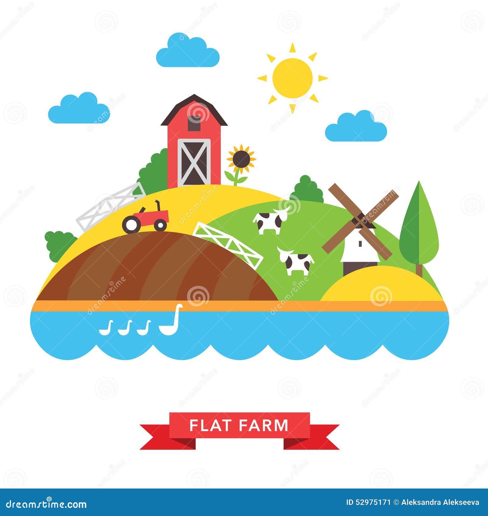 Farm Countryside Line Template Cartoon Vector | CartoonDealer.com ...