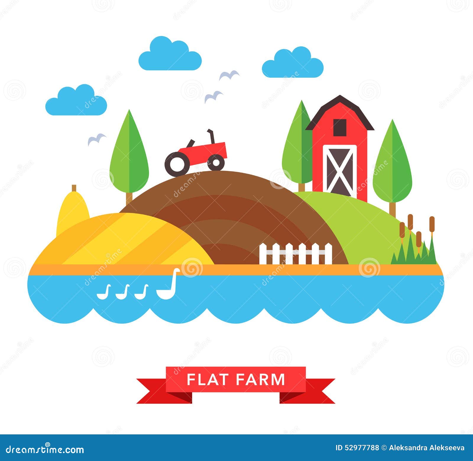 Farm Countryside Vector Background Stock Vector - Illustration of house ...