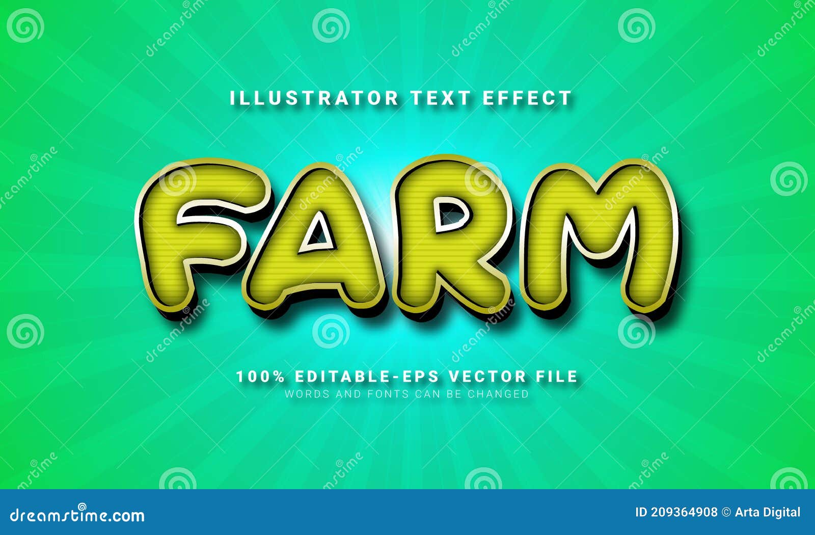 Farm 3d Text Style Effect stock vector. Illustration of nature - 209364908