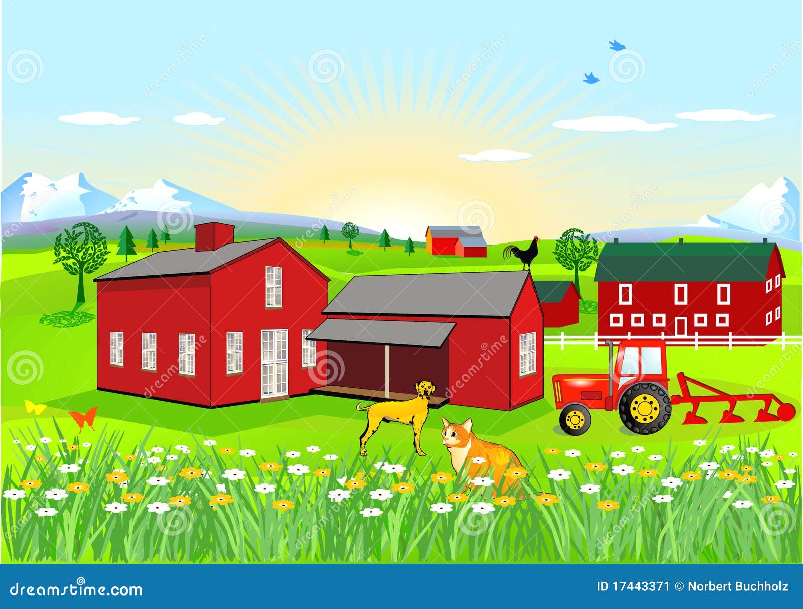 Farm with Dog and Cat stock vector. Illustration of homely - 17443371
