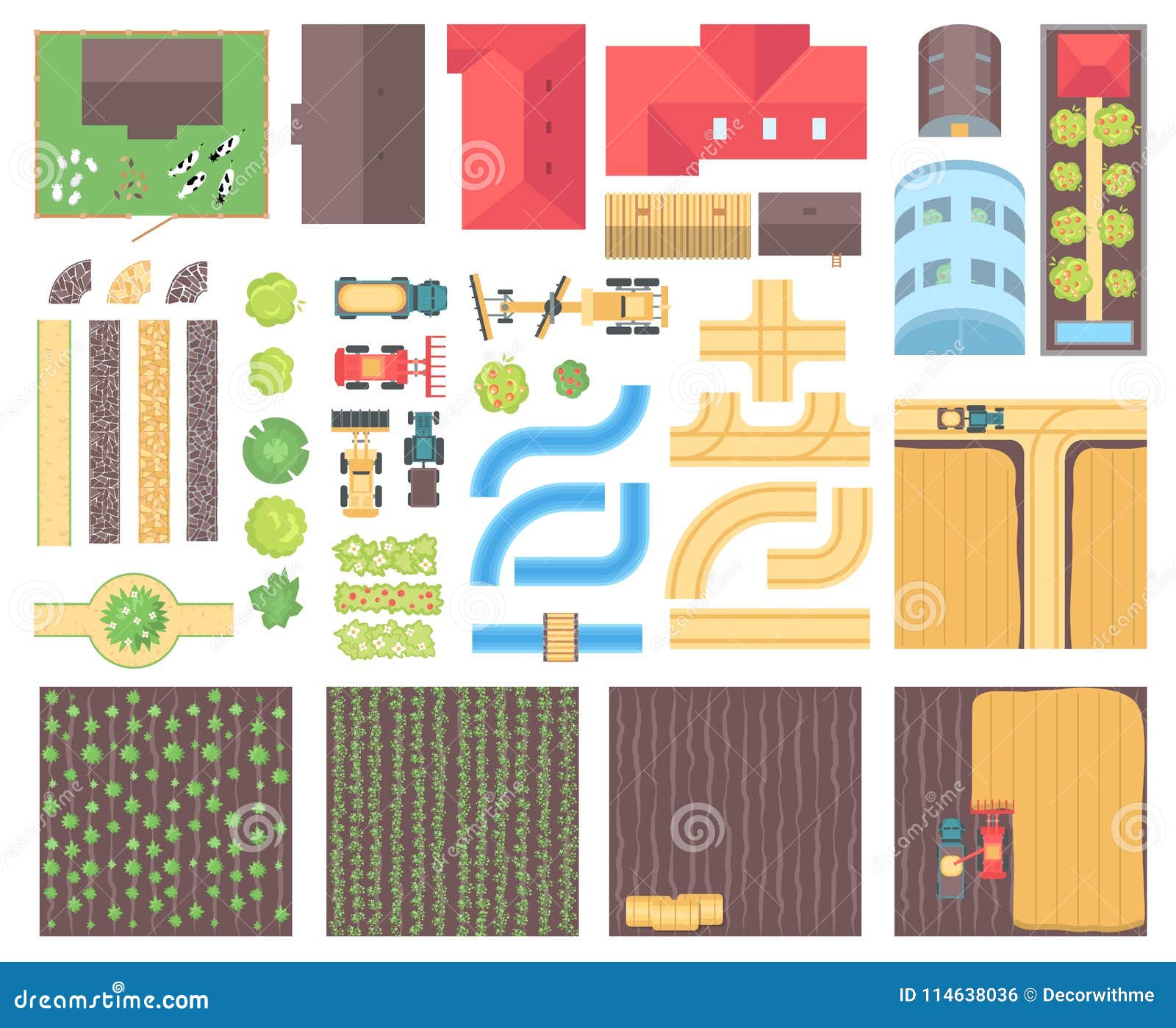 Farm Elements - Set of Modern Vector Isolated Objects Stock Vector ...