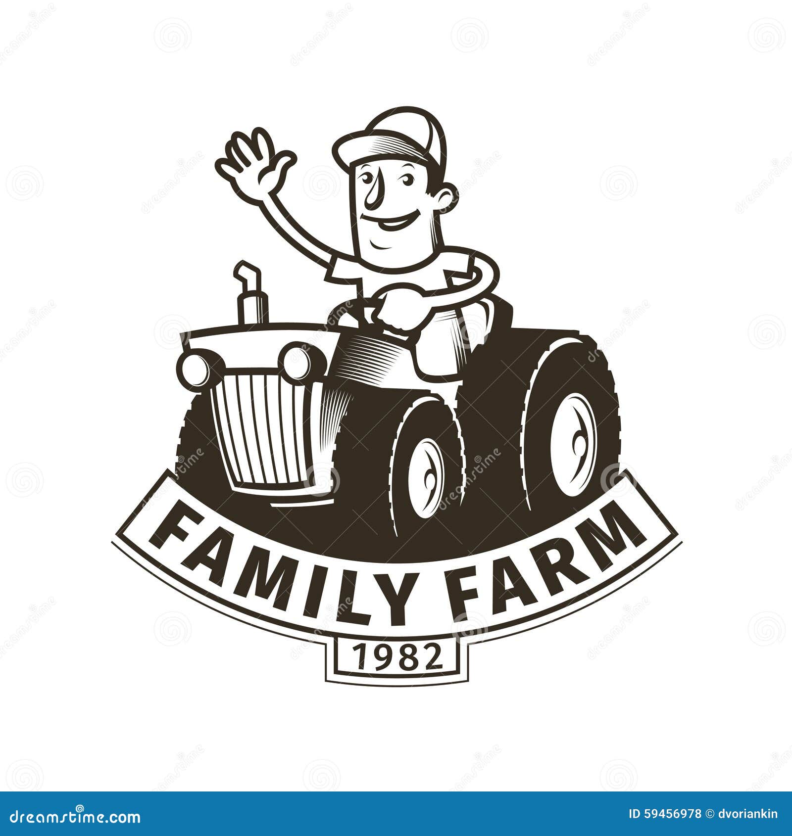 Farm Emblem with a Tractor Driver Stock Vector - Illustration of ...