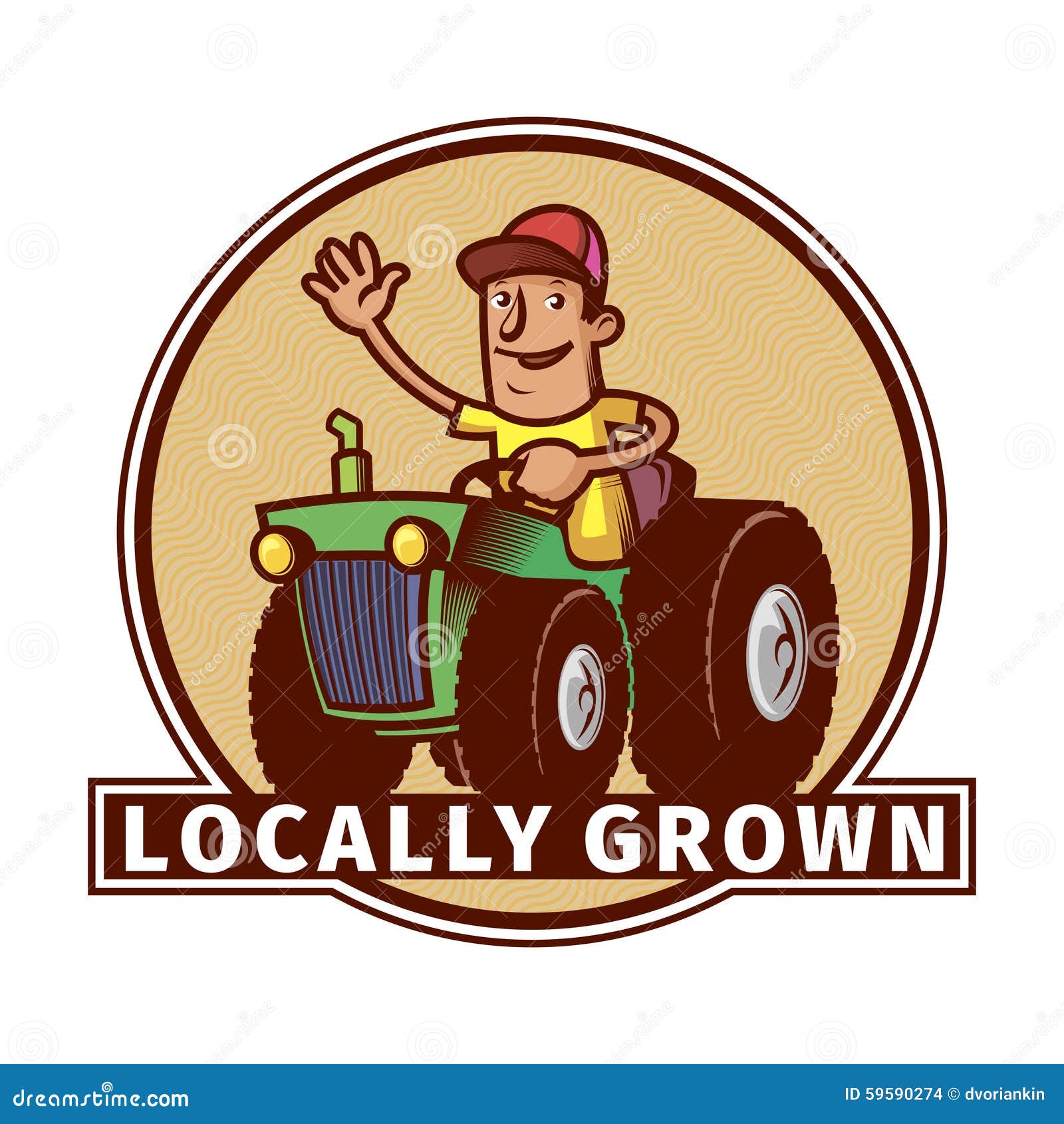 Farm Emblem with a Tractor Driver Stock Vector - Illustration of design ...