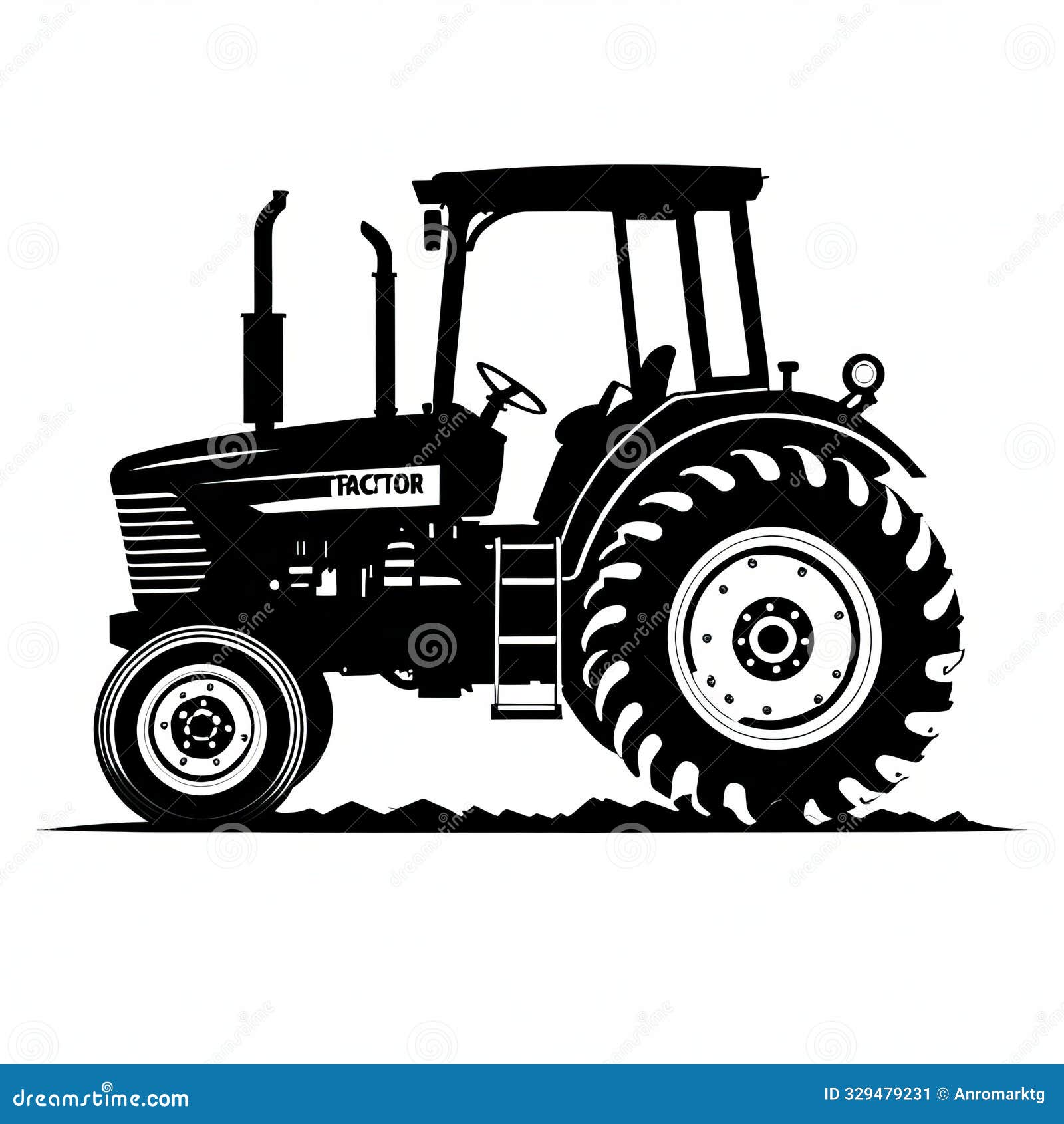 Farm Equipment Silhouette Design in Black and White Stock Illustration ...