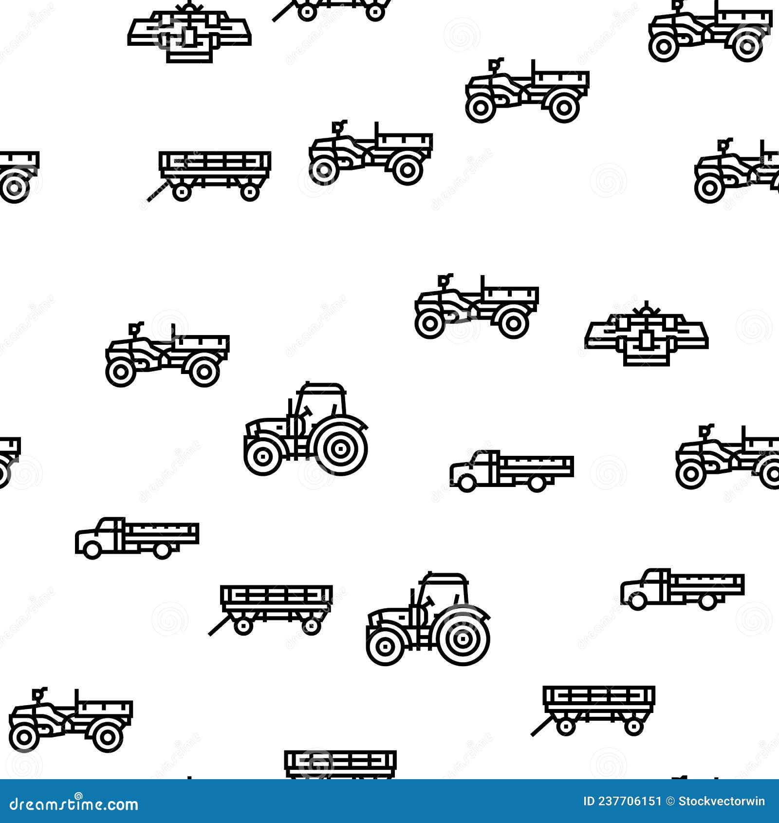 Farm Equipment and Transport Vector Seamless Pattern Stock Vector ...