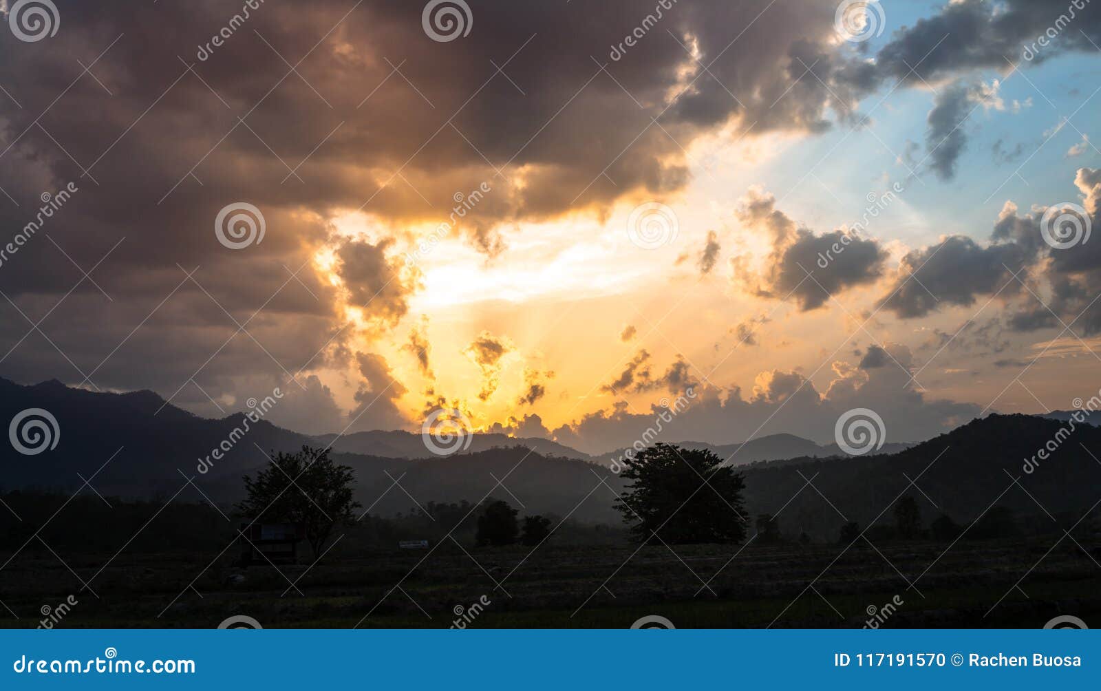 Farm in the Evening Beautiful Sky Stock Photo - Image of planting ...