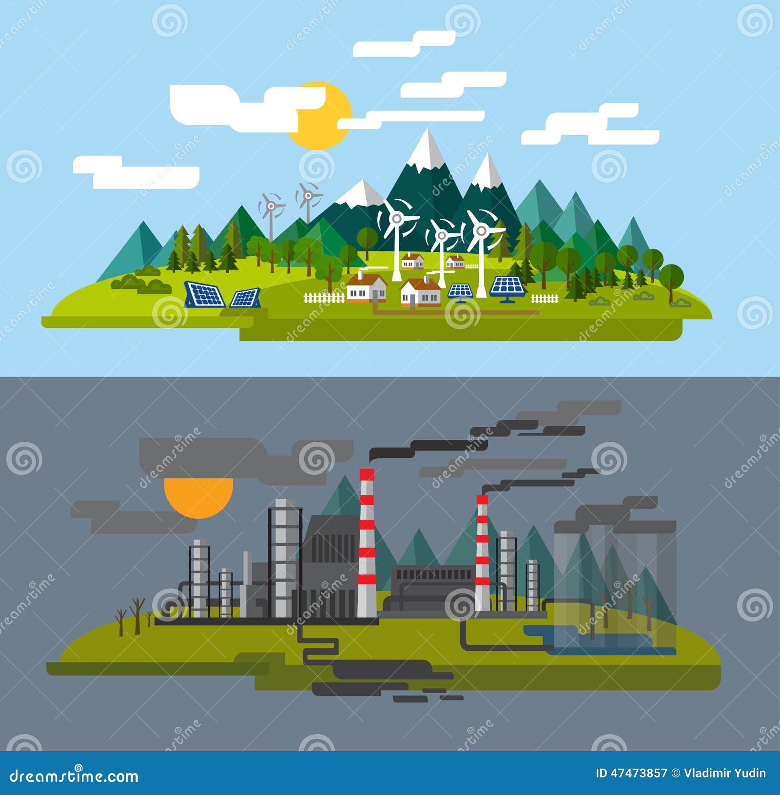 Farm and factory stock vector. Illustration of landscape - 47473857