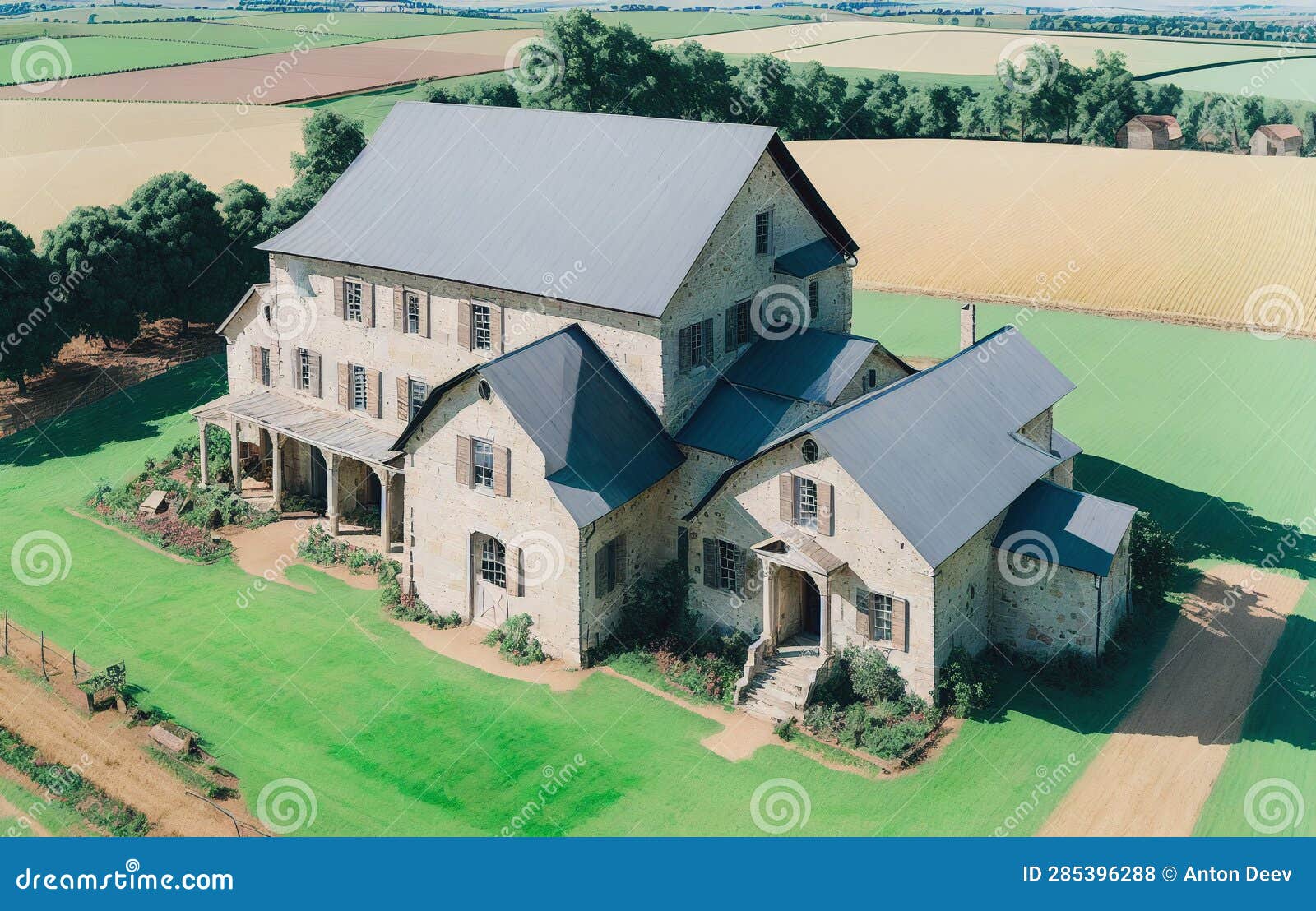 Farm, Farmhouse in the Field. Generative AI Stock Photo - Image of ...