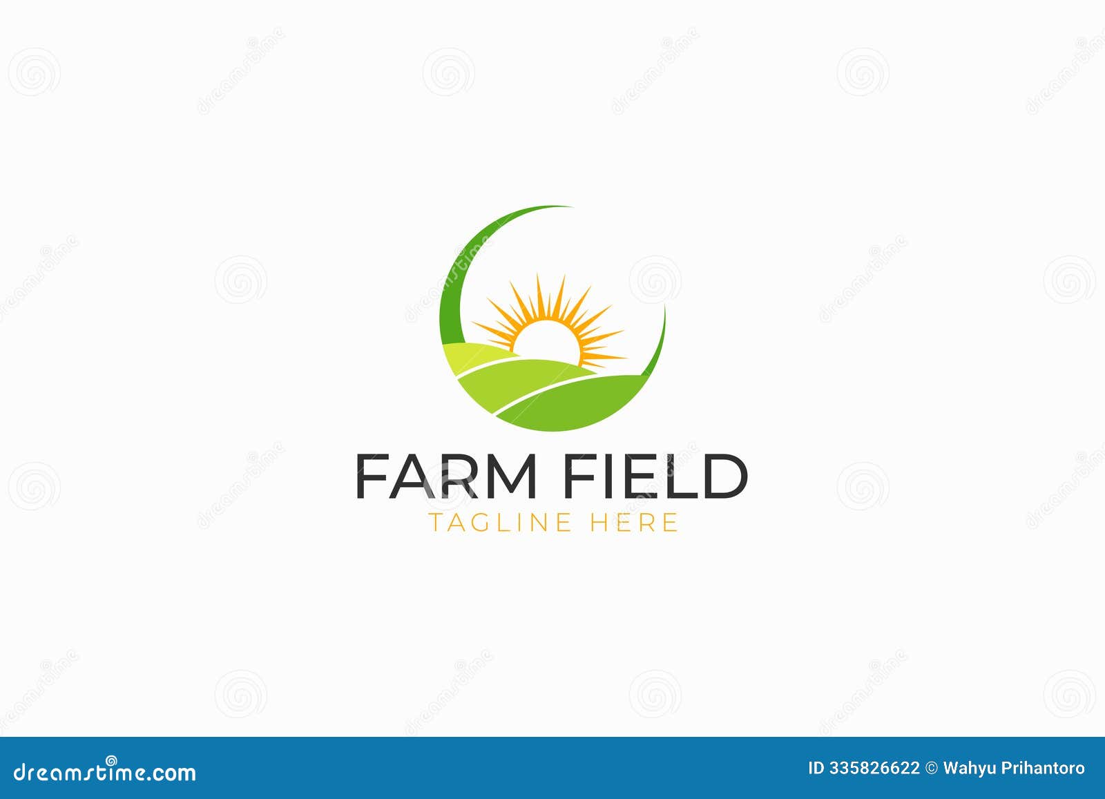 Farm Field Morning Sunrise Abstract Illustration Logo Label Stock ...