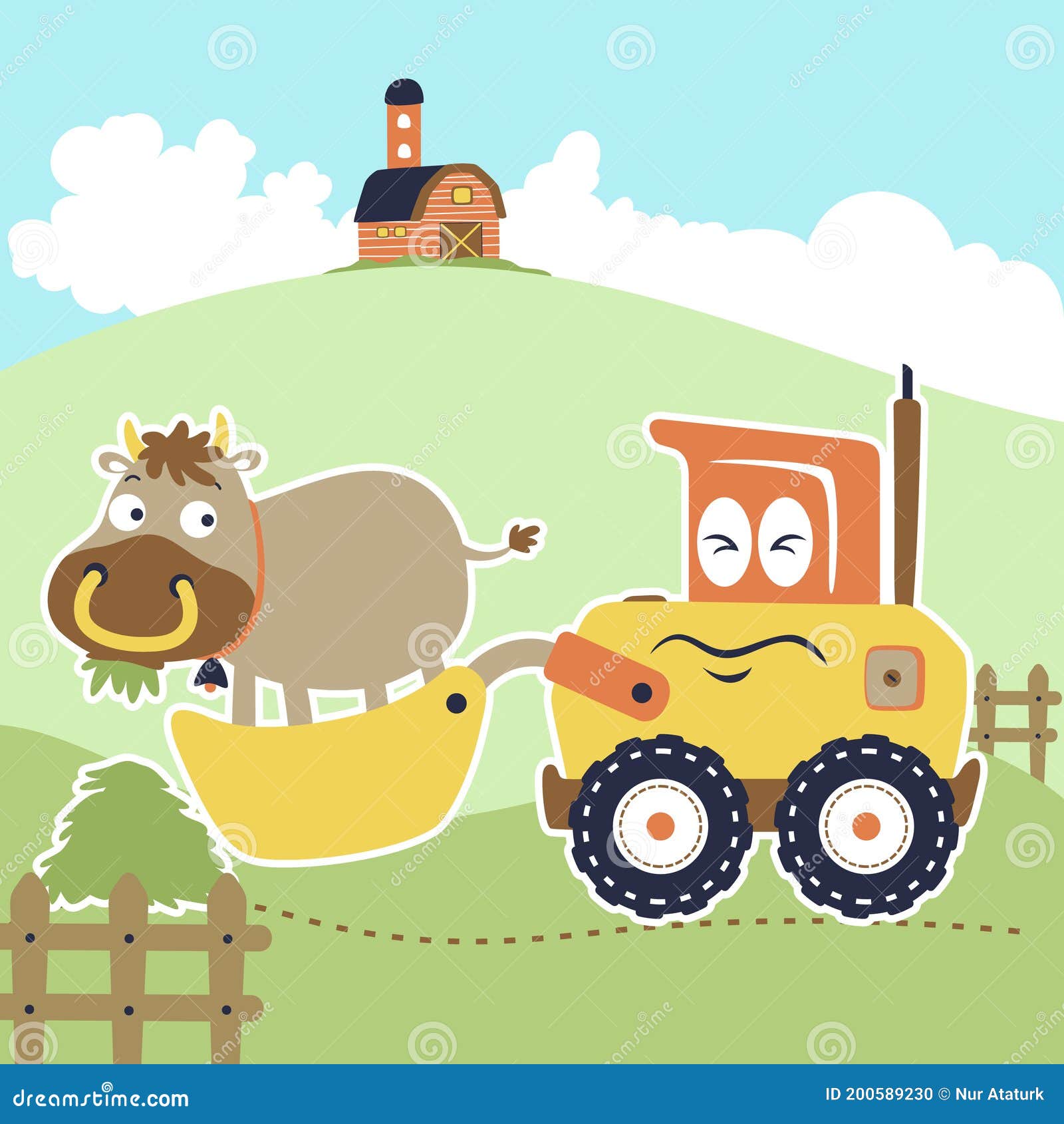 Funny Tractor Opposite Background Royalty-Free Stock Photo ...