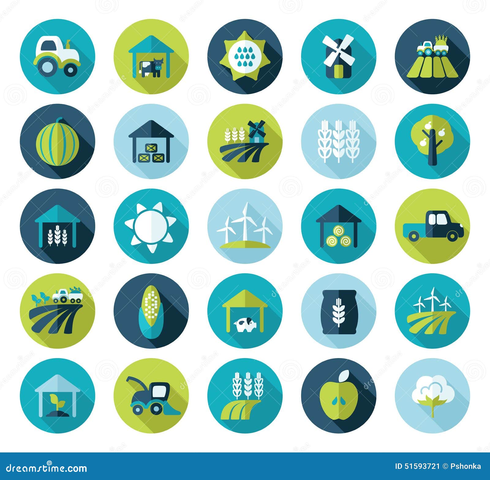 Farm Field Flat Icon with Long Shadow Stock Vector - Illustration of ...