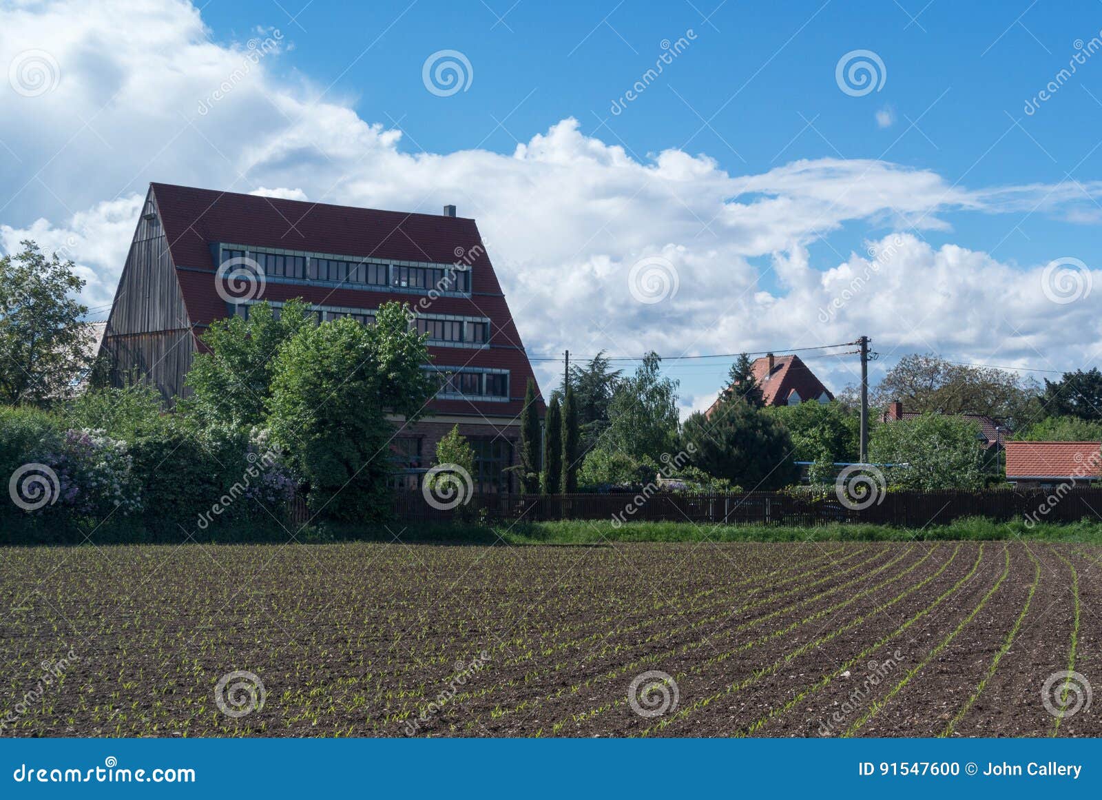 Farm Field and House stock photo. Image of house, white - 91547600