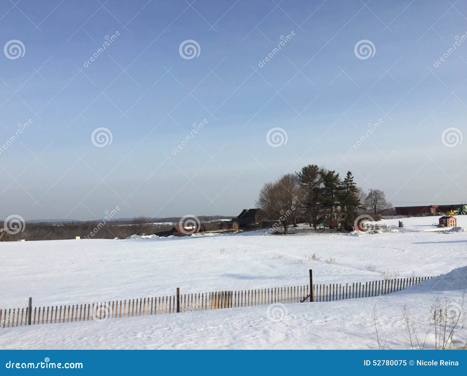 A Farm and Field with Snow stock image. Image of large - 52780075