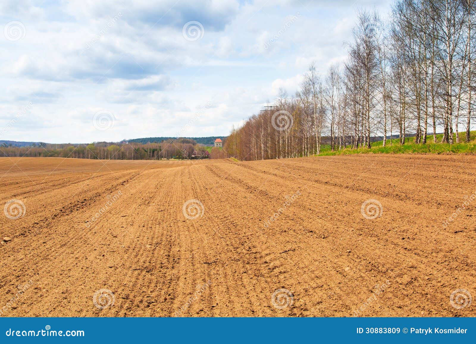 Farm Field in the Spring Time Stock Image - Image of outside, line ...