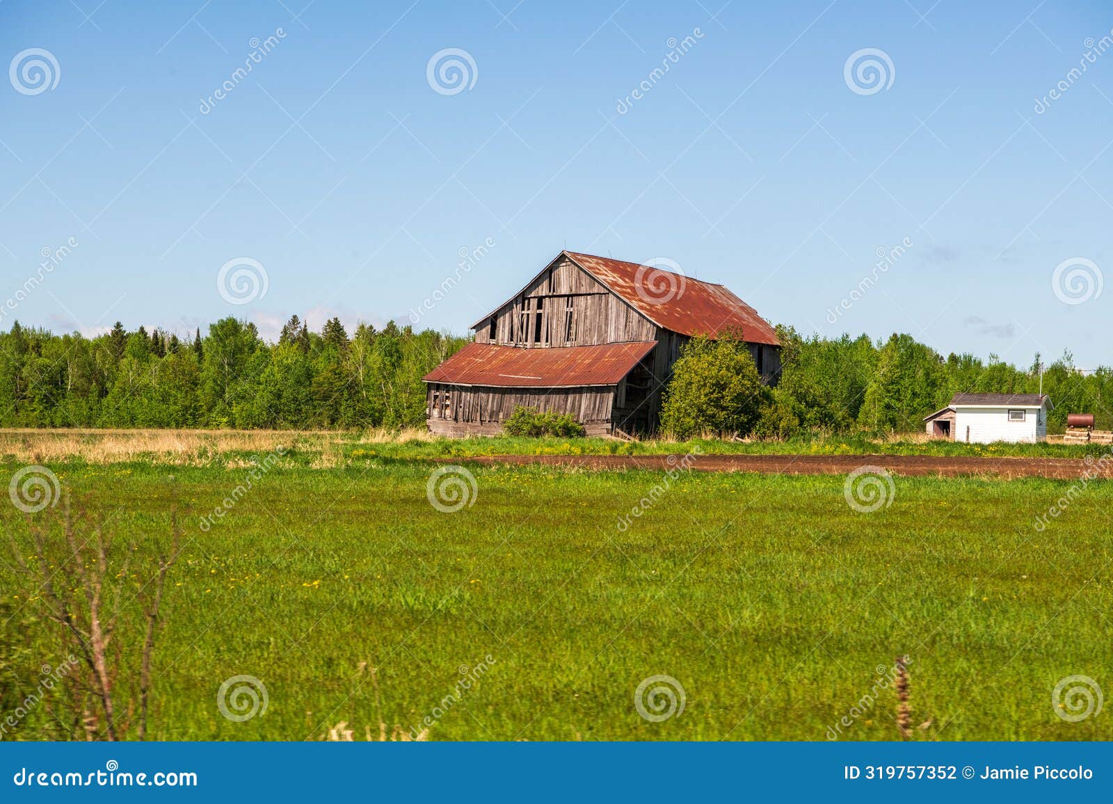 Farm in Field in Summer Sun at Noon Day Stock Photo - Image of noon ...