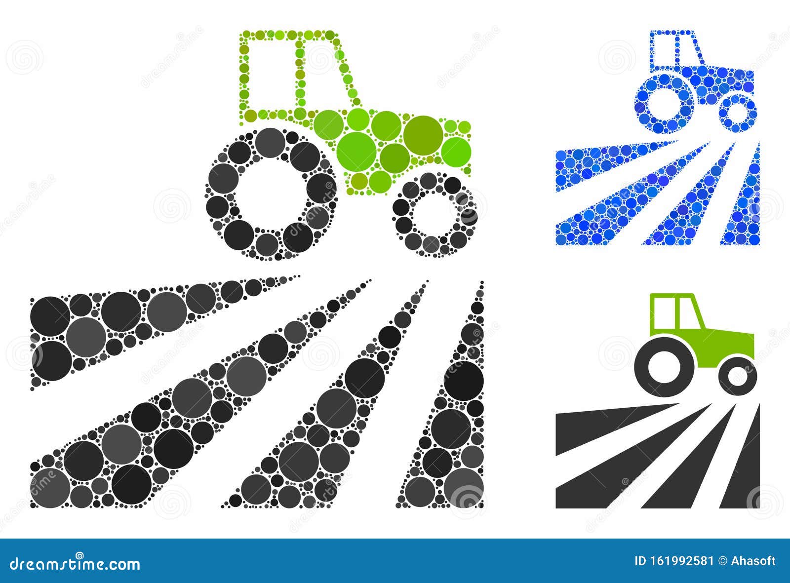 Farm Field with Tractor Composition Icon of Circles Stock Vector ...