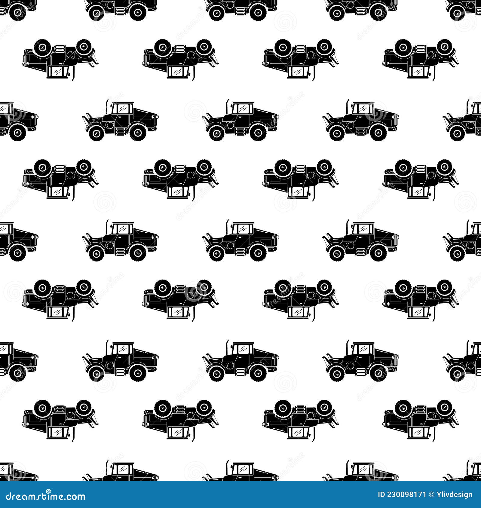 Farm Field Tractor Pattern Seamless Vector Stock Vector - Illustration ...