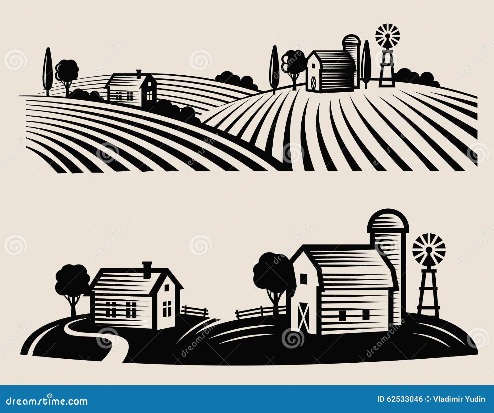 Farm and field stock vector. Illustration of country - 62533046