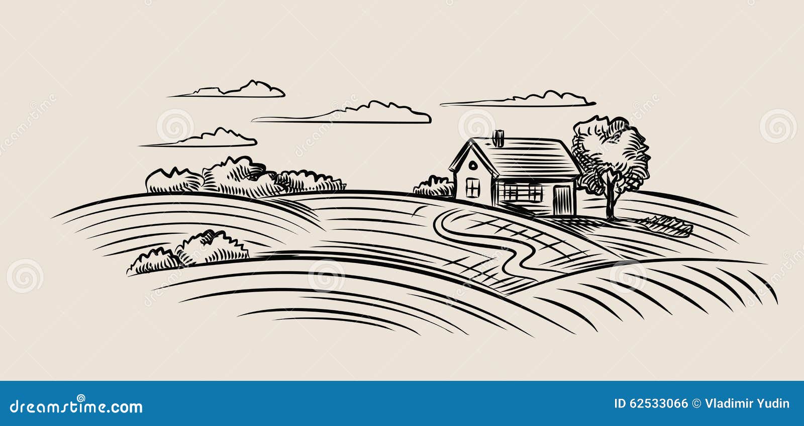 Farm and field stock vector. Illustration of decorative - 62533066