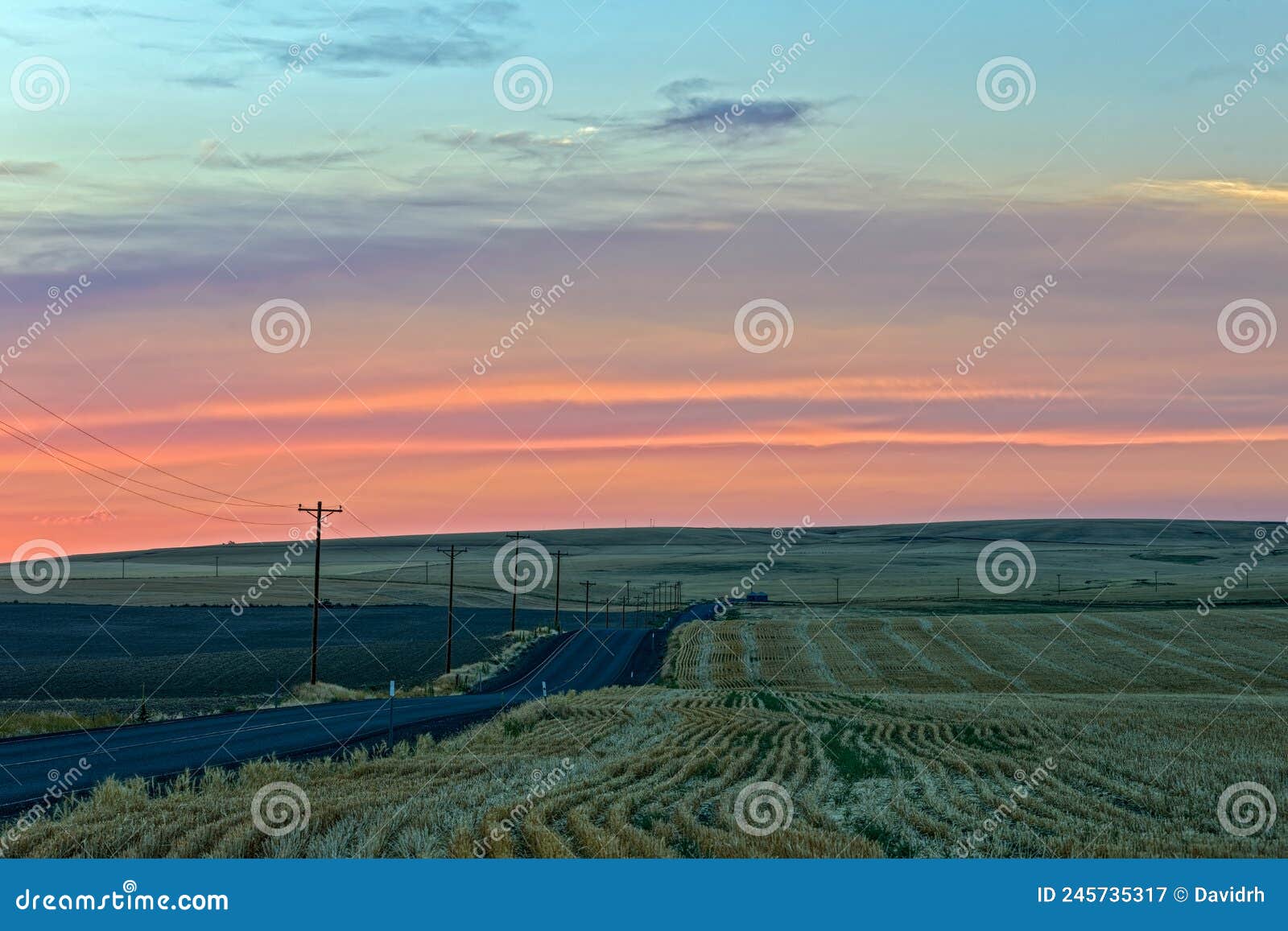 Farm Fields at Sunset in Central Oregon, USA Stock Image - Image of ...