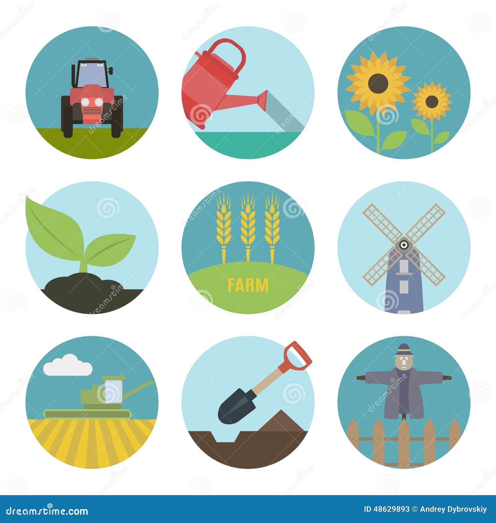 Farm flat icons stock vector. Illustration of fresh, cultivated - 48629893