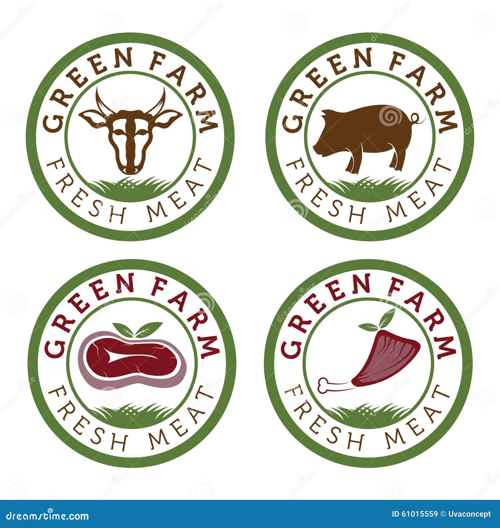 Farm and Fresh Meat Vintage Labels Stock Vector - Illustration of ...