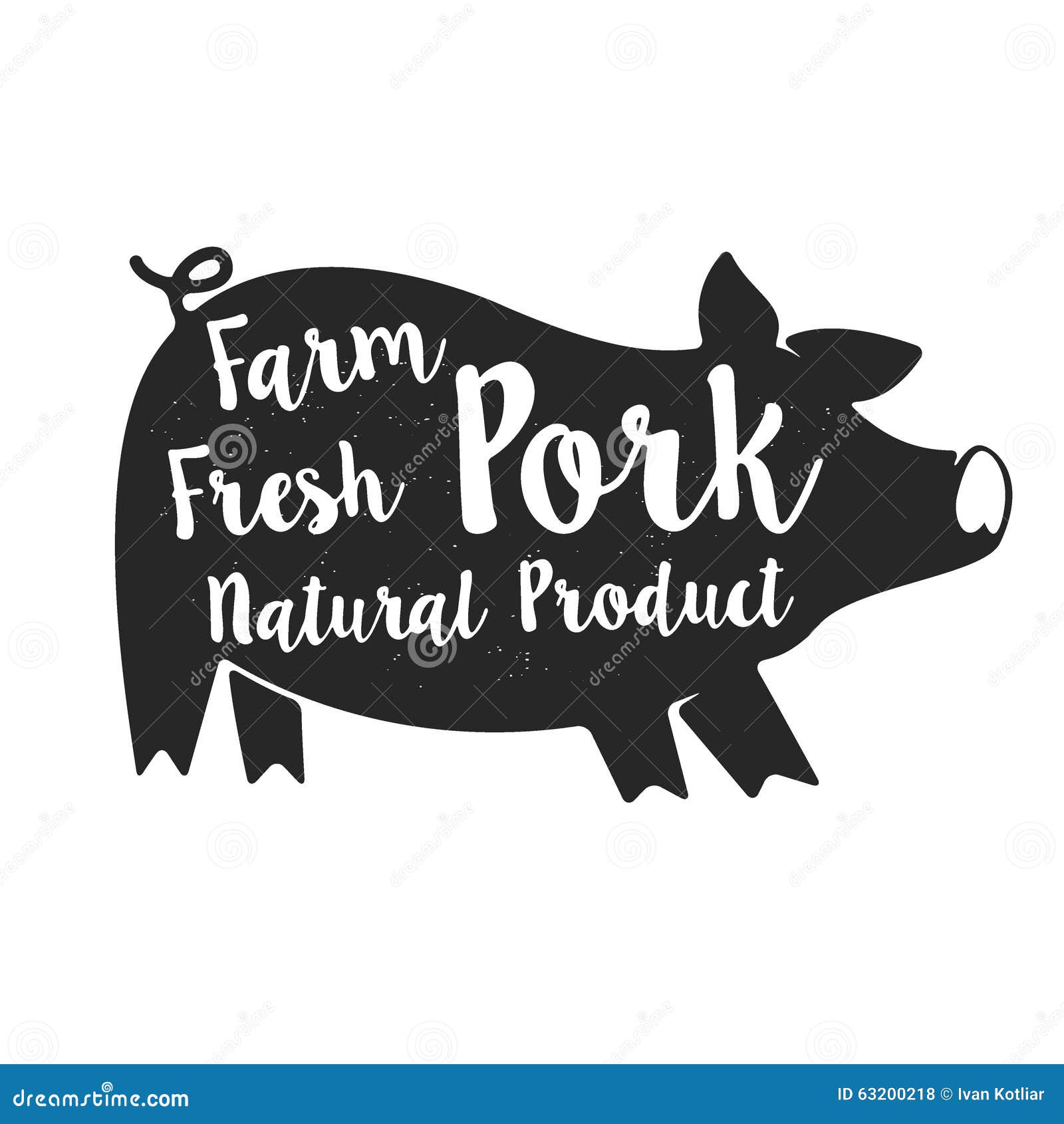 Farm fresh pork stock vector. Illustration of label, meat - 63200218