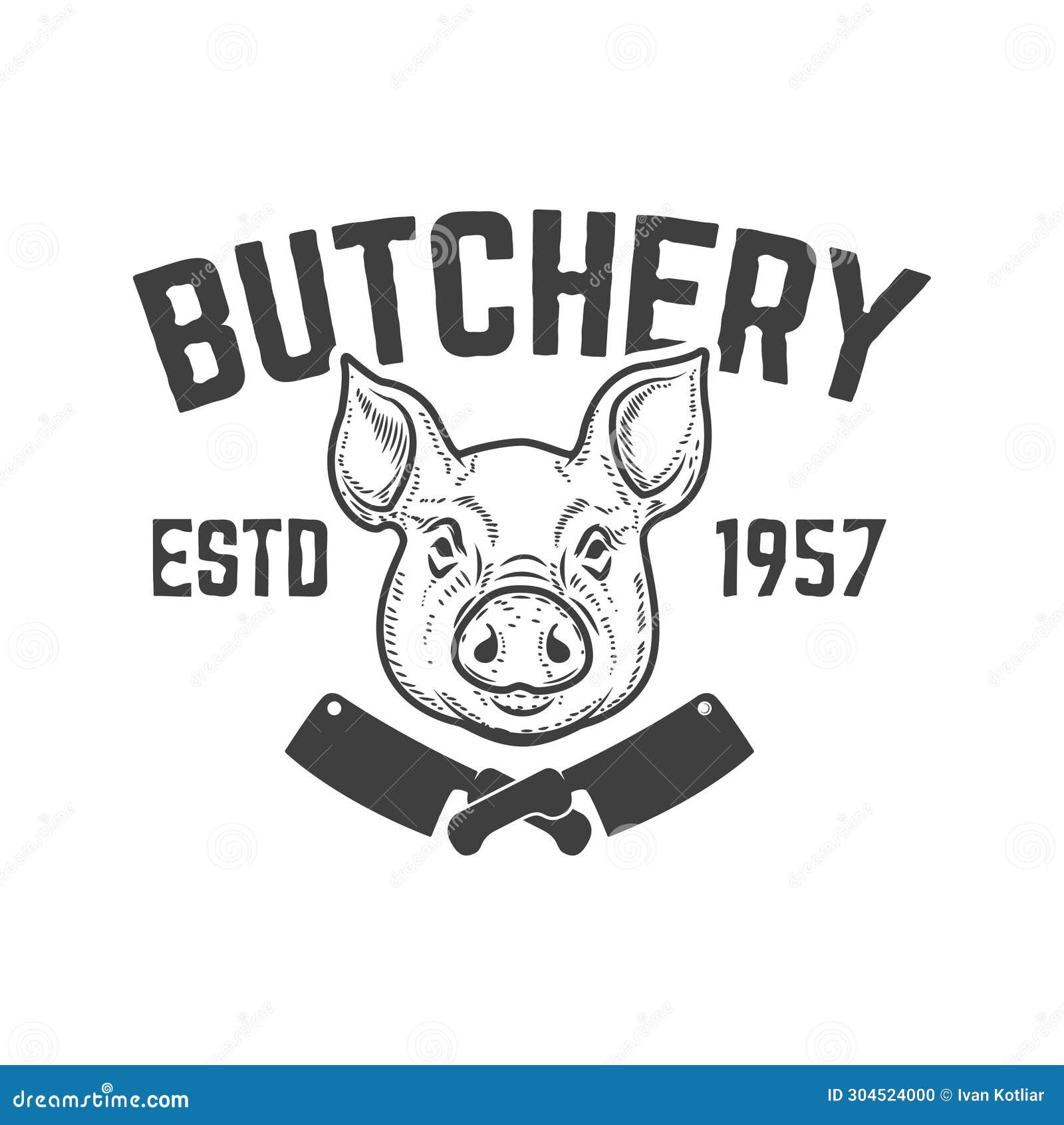 Farm Fresh Pork Meat. Label Template with Pig Meat Stock Vector ...