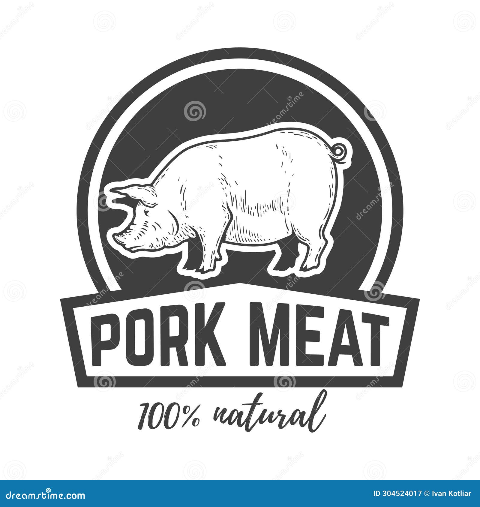 Farm Fresh Pork Meat. Label Template with Pig Meat Stock Vector ...